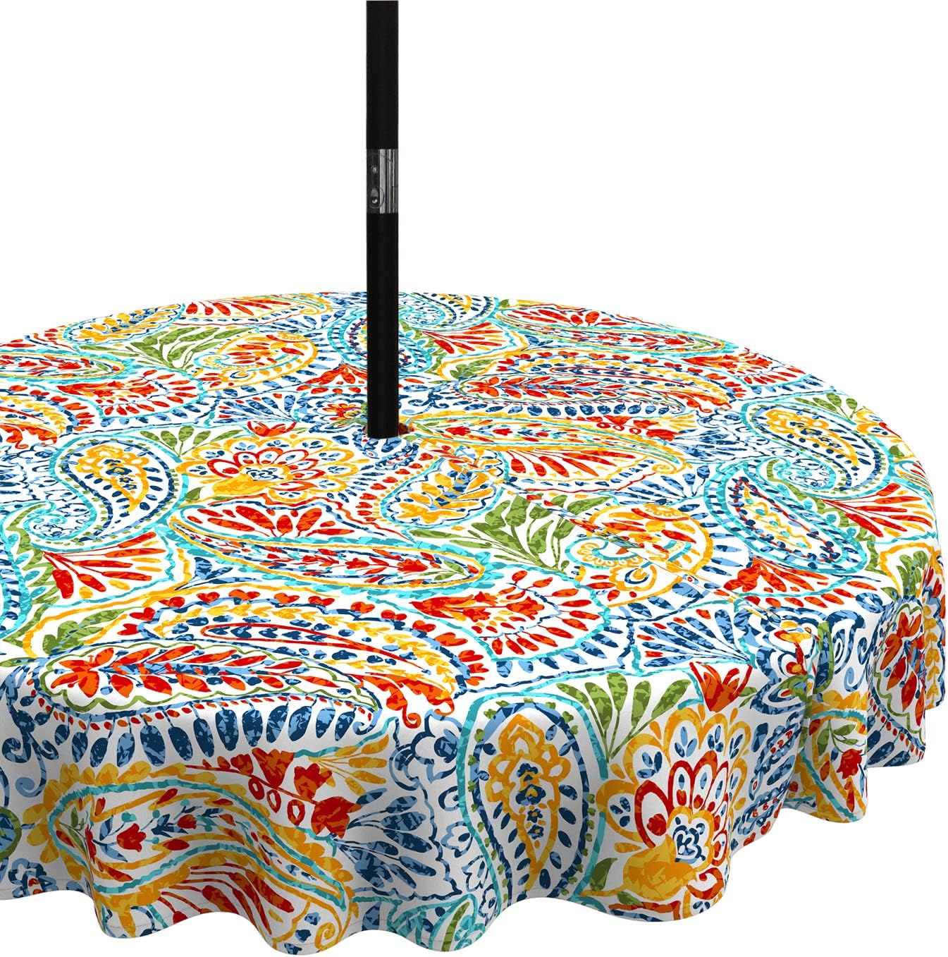 Amazon.com: GzLeyigou Fitted Round Tablecloth with Umbrella Hole and ...