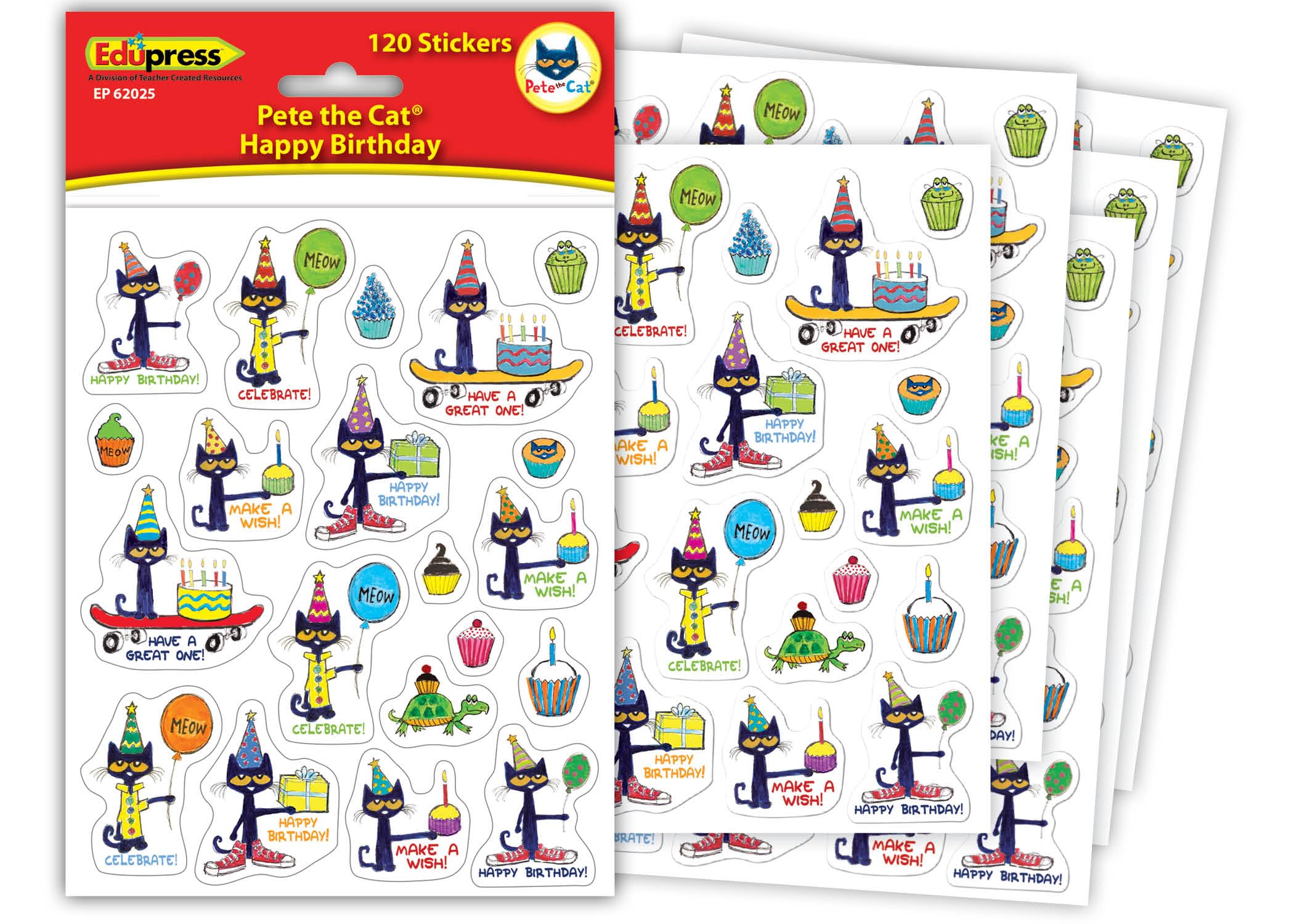 Snapklik.com : Pete The Cat Happy Birthday Stickers