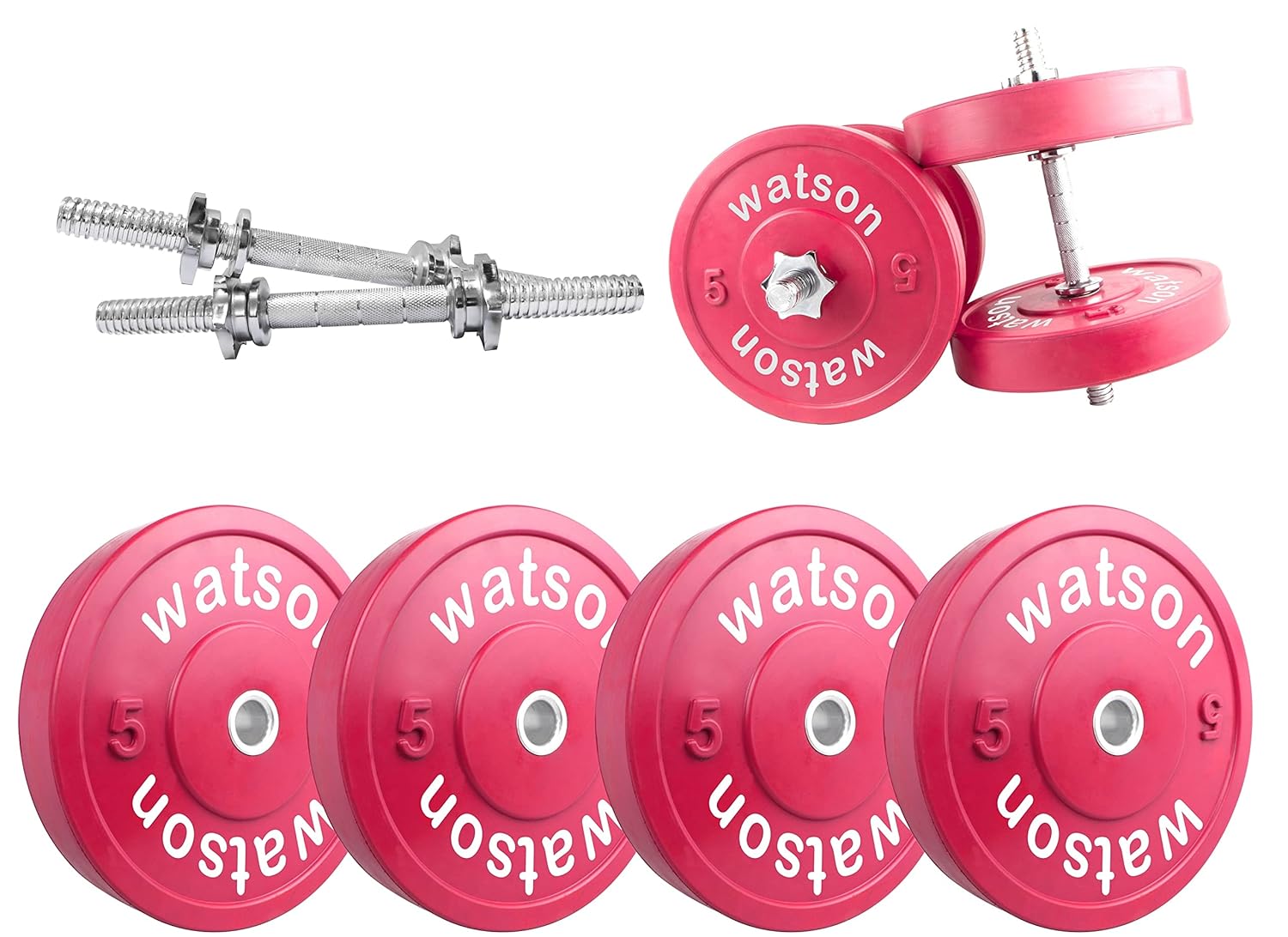 Buy Watson Adjustable 20Kg Red Bumper Pure Rubber Weight Plate 14" Iron ...