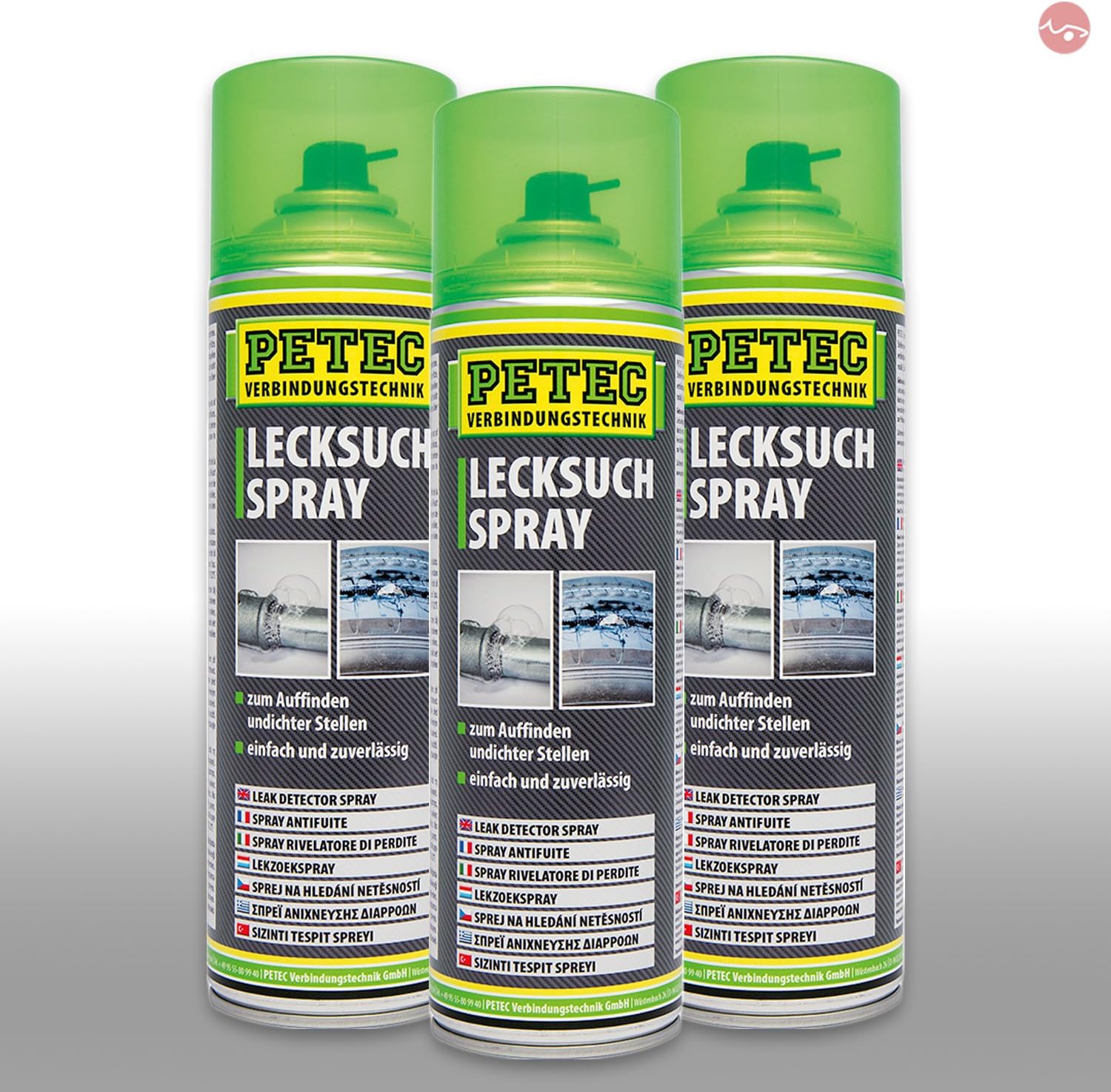 Petec_bundle 3X PETEC LECKSUCHSPRAY Lecksucher Spray Leckfinder 400 ML ...