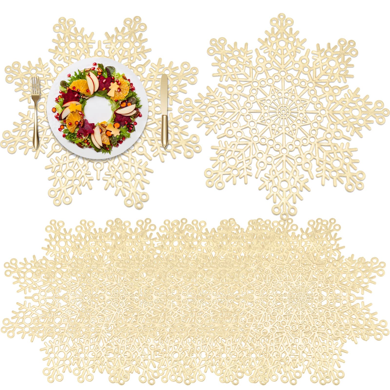 Amazon.com: Snowflake Placemat Set 15 Inch Pressed Vinyl Placemat ...