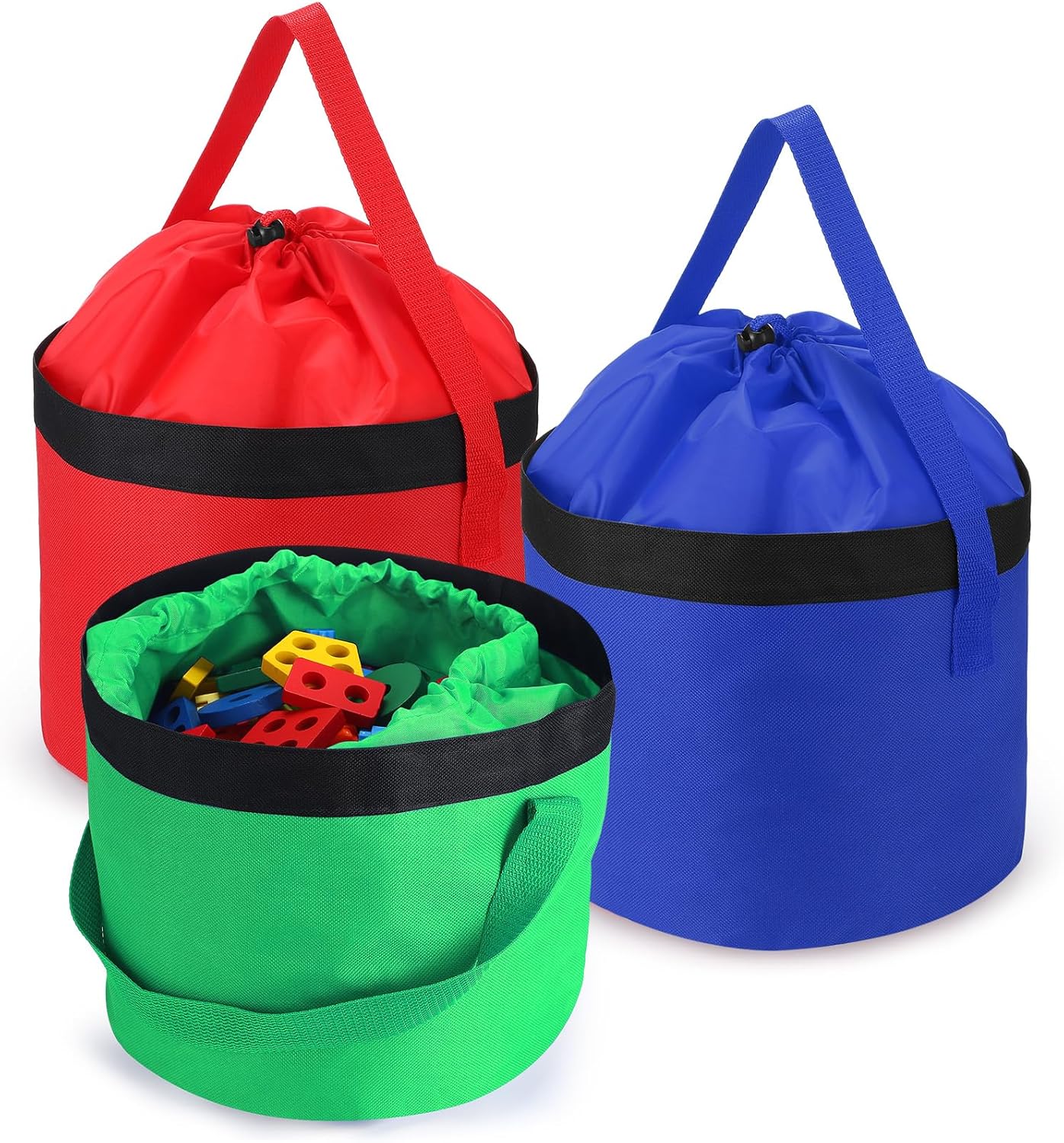 Amazon.com: Locmeo 3 Packs Toy Storage Drawstring Bags with Clear PVC ...
