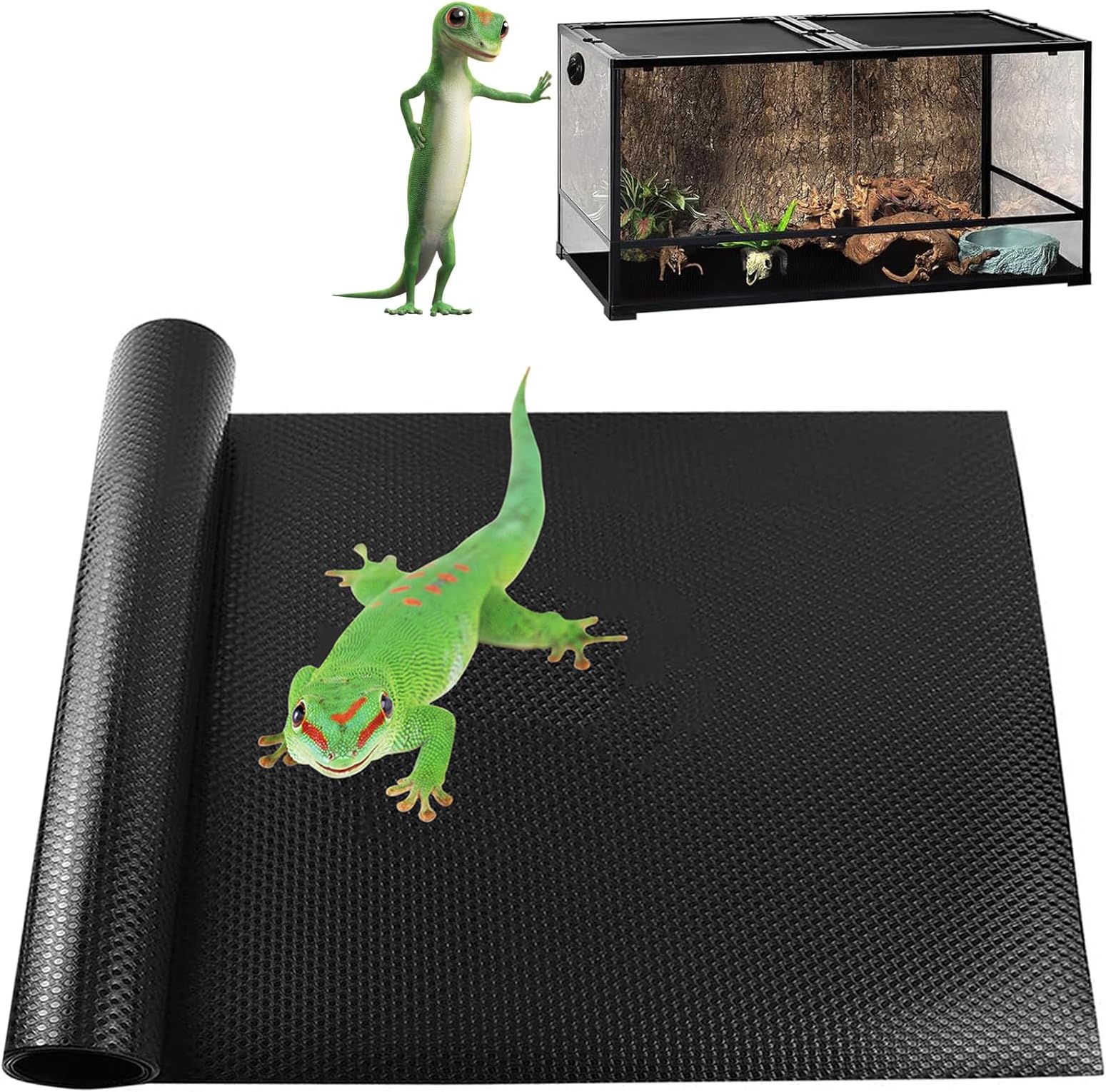 XIEHUZA Bearded Dragon Tank Accessories, Non-Adhesive Reptile Carpet ...