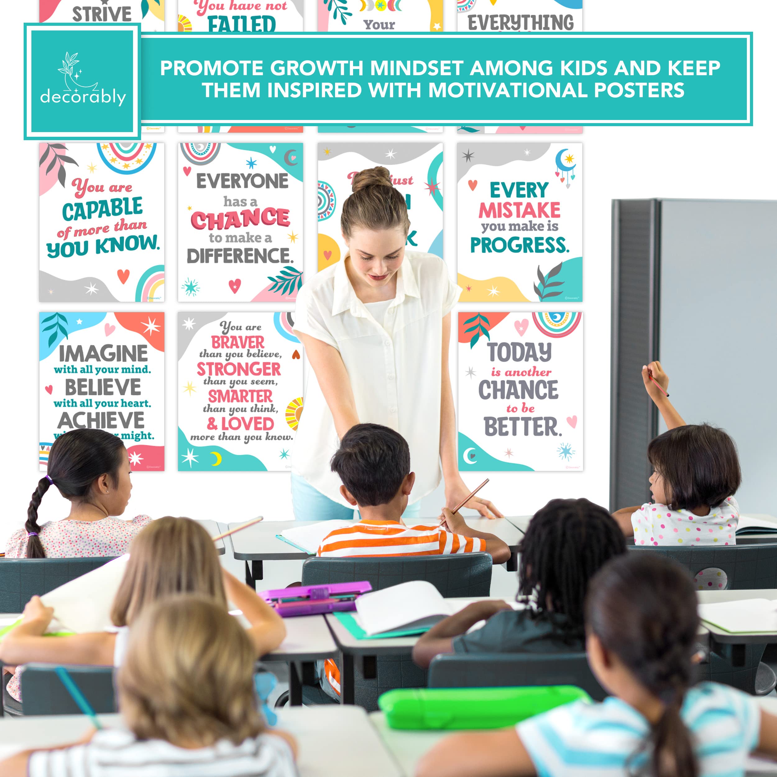 Snapklik.com : Decorably 15 15 Boho Motivational Classroom Posters ...
