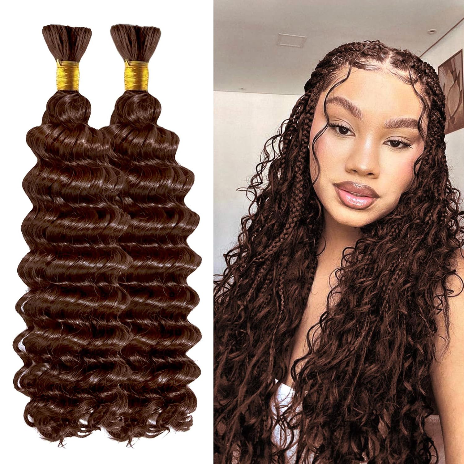 Amazon.com : 20 Inch Human Braiding Hair 100g Deep Wave Bulk Human Hair ...