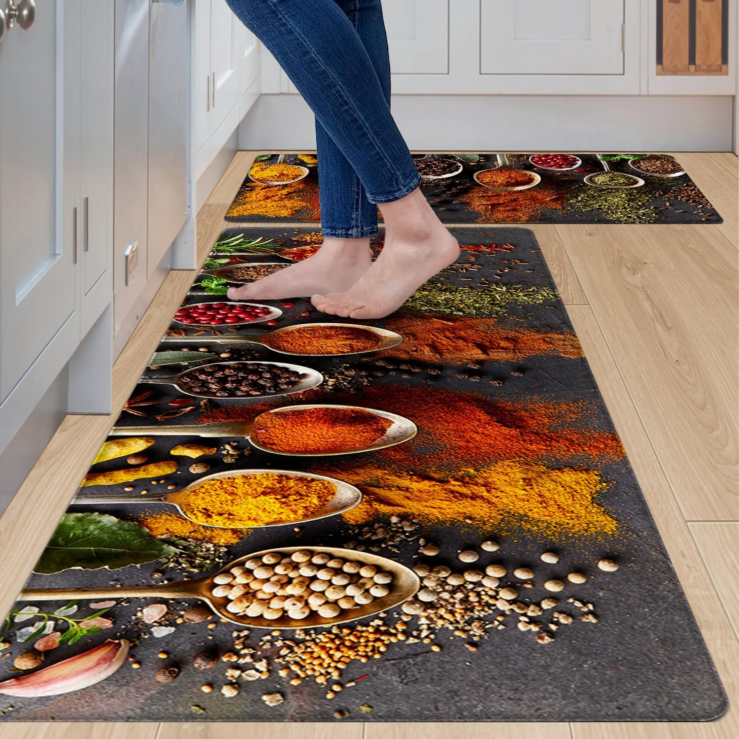 Amazon.com: MAYHMYO Colorful Kitchen Mats for Floor Sets of 2, Spices ...