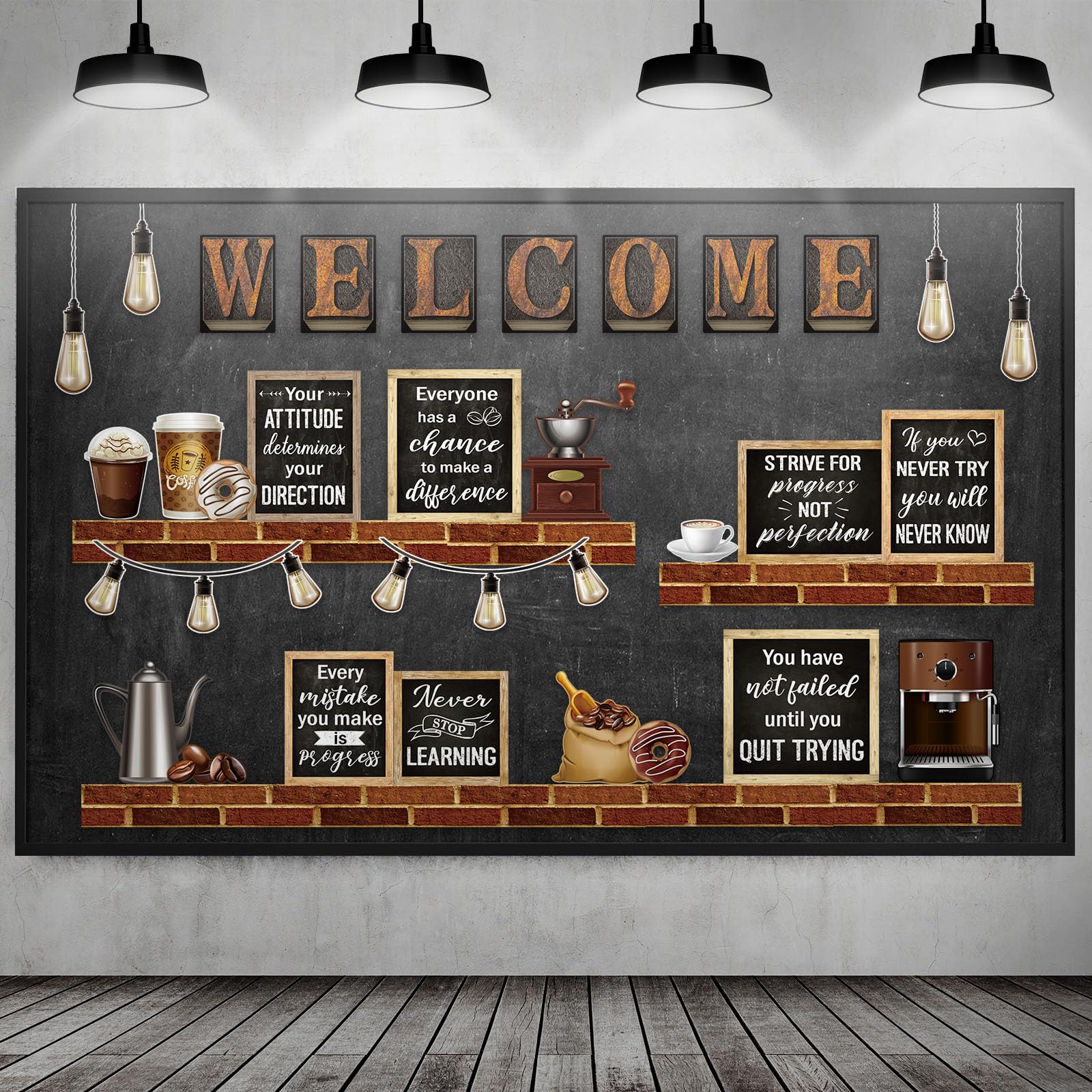 Snapklik.com : Coffee Motivational Bulletin Board Set Industrial ...
