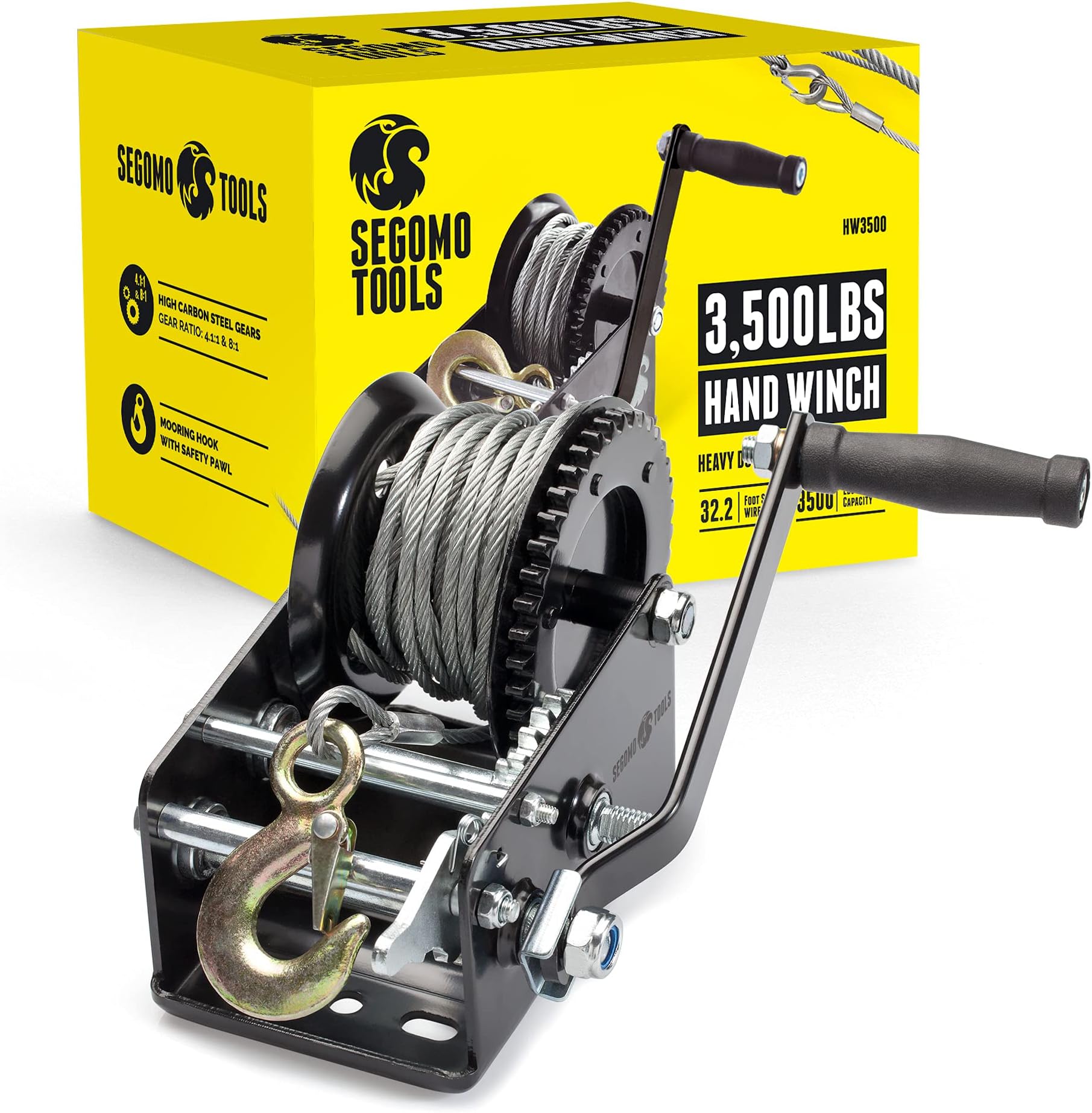 Amazon.com: ZOENHOU 1600lbs Capacity Heavy Duty Hand Winch with 49FT ...