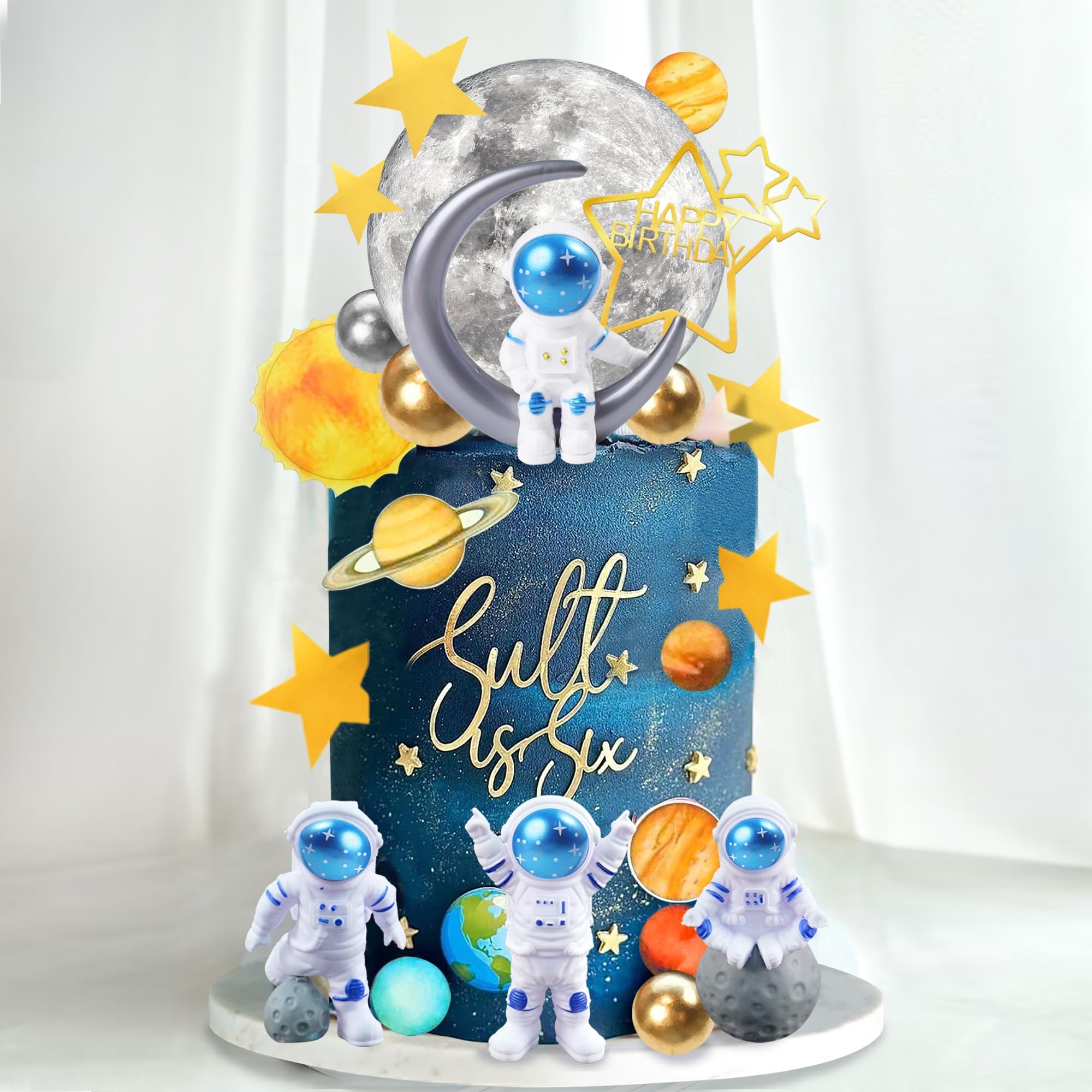 Amazon.com: AHAORAY Space Birthday Cake Topper - First Trip Around The ...