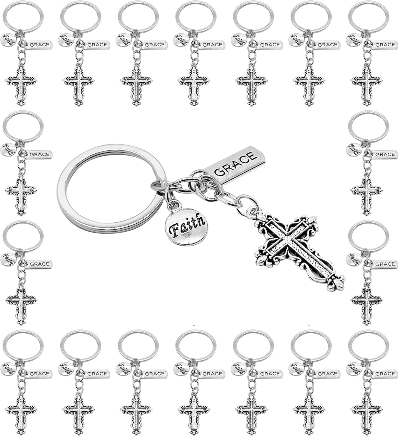Amazon.com: PHAETON 20PCS Cross Key Chains Jesus Cross Faith and Grace ...
