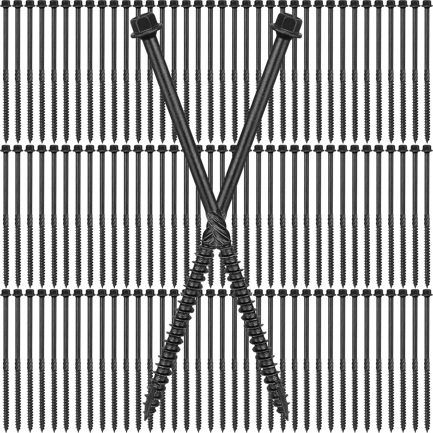 Hicarer 6 Inch Heavy Duty Wood Screws Bulk Black Hex Structural Screws ...