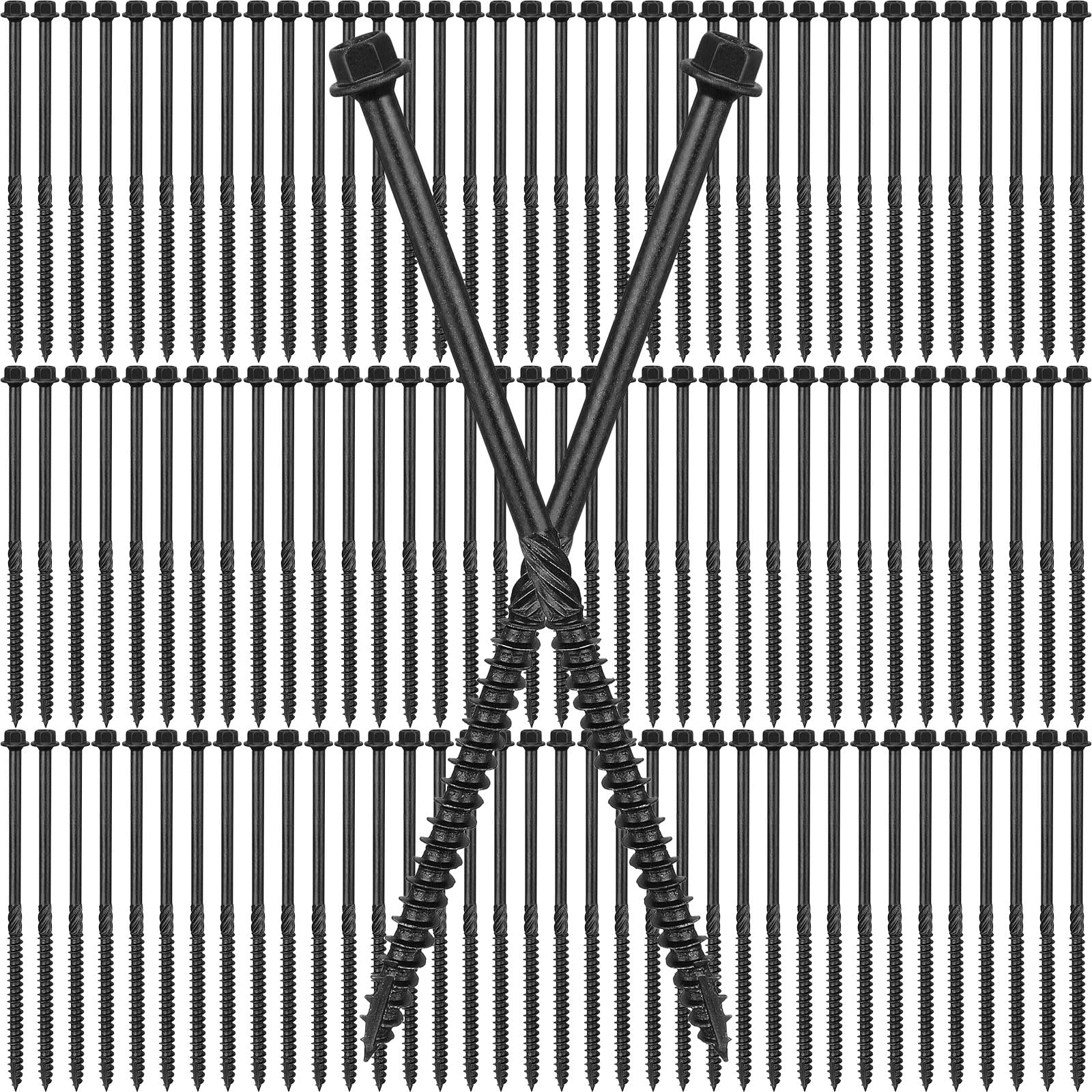 Hicarer 6 Inch Heavy Duty Wood Screws Bulk Black Hex Structural Screws ...