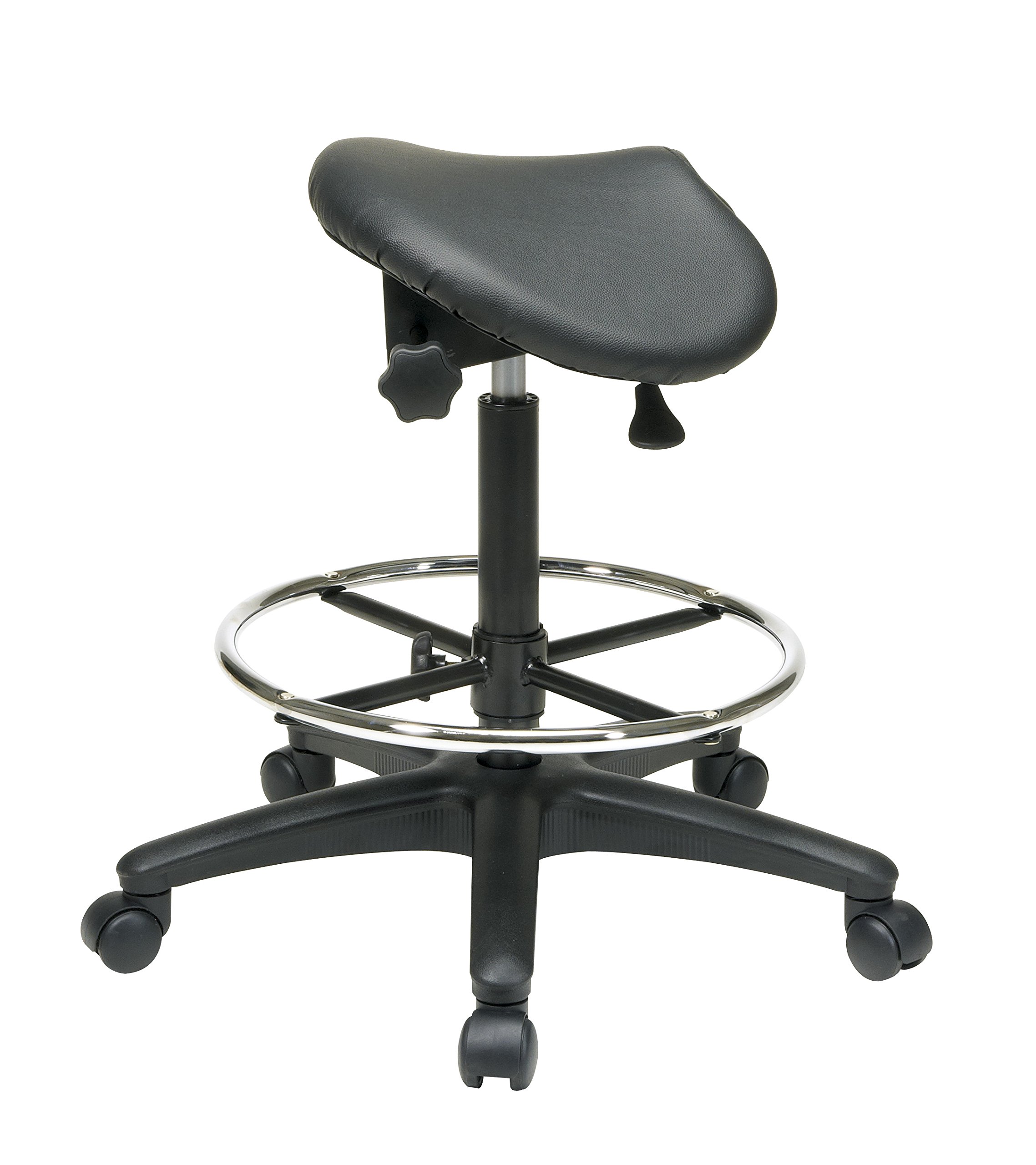 Office Star Backless Office Stool with Saddle Seat and Angle Adjustment ...