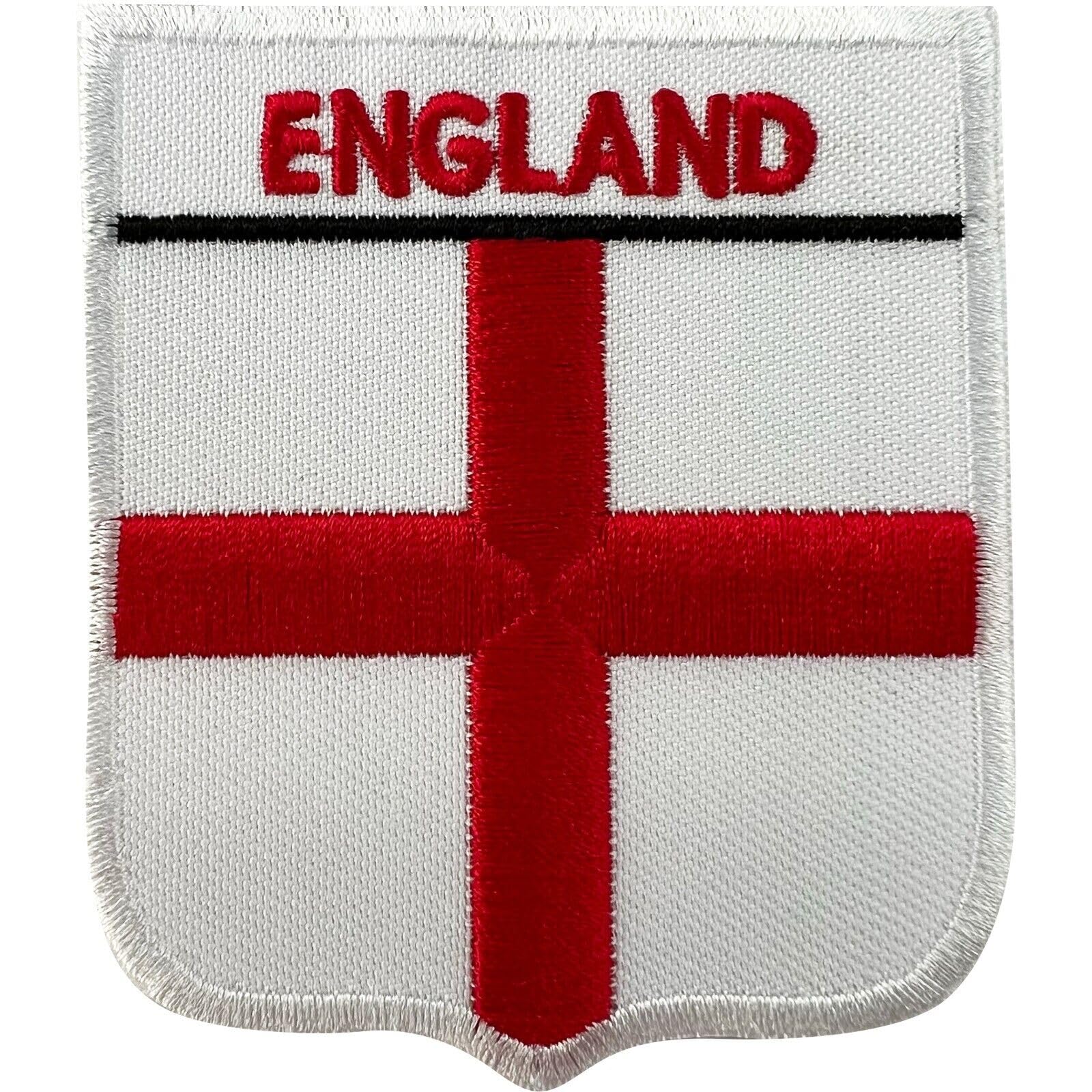 Shield England Flag Patch Iron Sew On T Shirt Hat UK Football ...
