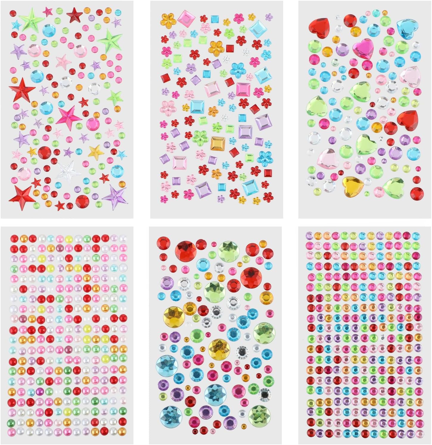 Amazon.com: Bewudy 1080 PCS Gem Stickers, Self Adhesive Rhinestone ...