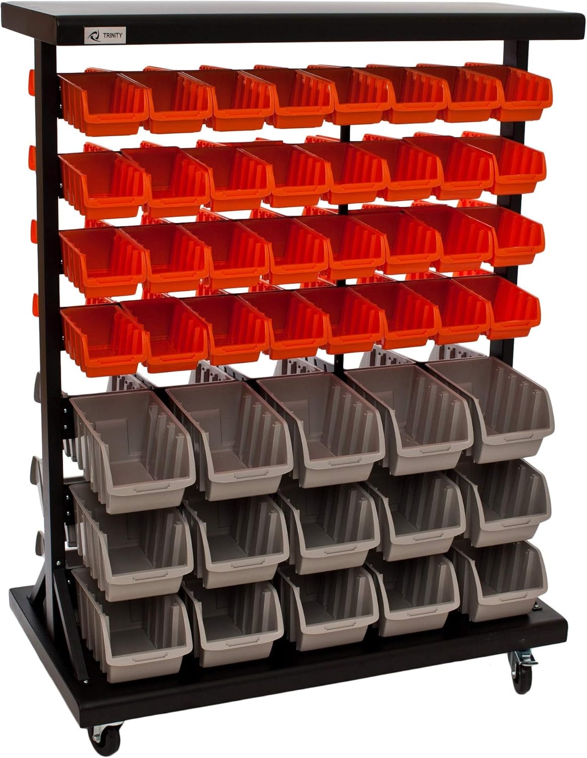Amazon.com: Mobile Bin Rack Black Grey Orange Metal Plastic Steel Wheels