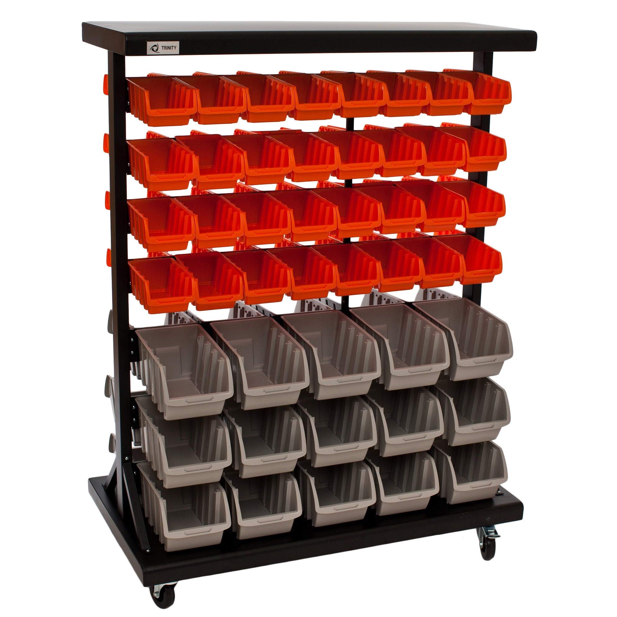 Amazon.com: Mobile Bin Rack Black Grey Orange Metal Plastic Steel Wheels