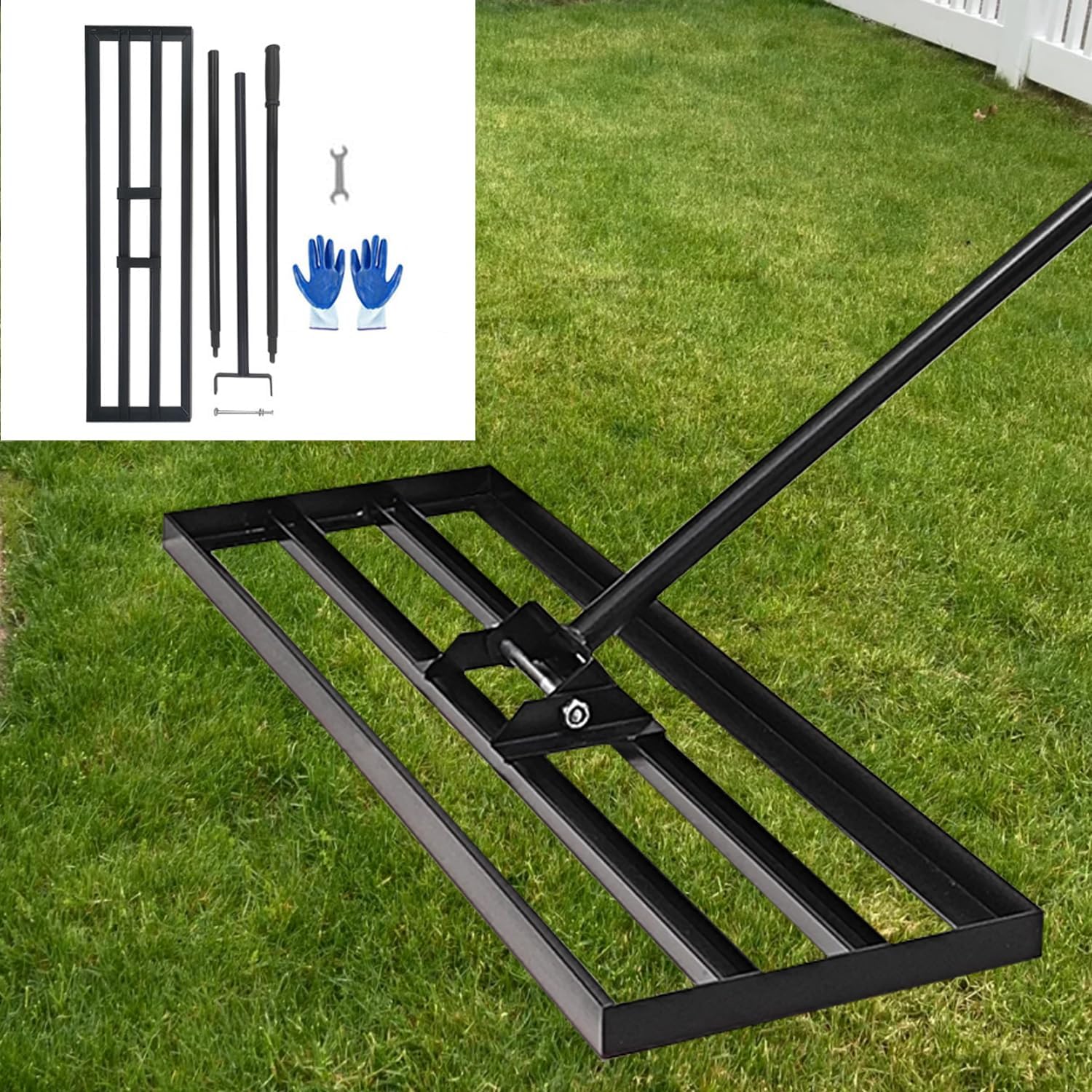 Amazon.com : Eagwon 36"x10" Lawn Leveling Rake - High Carbon Steel Yard ...