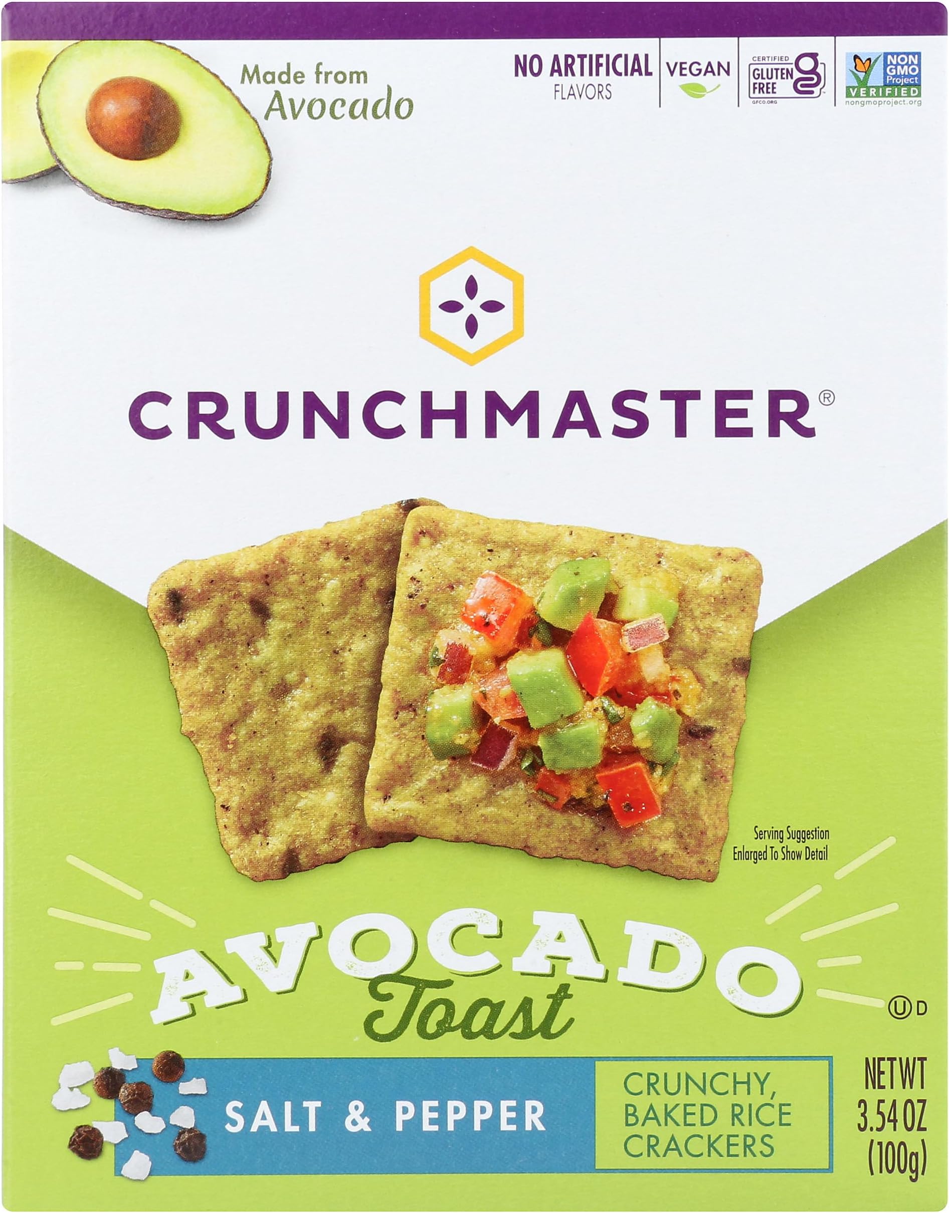 Amazon.com: CRUNCHMASTER Salt & Pepper Avocado Toast Crackers, 3.54 OZ