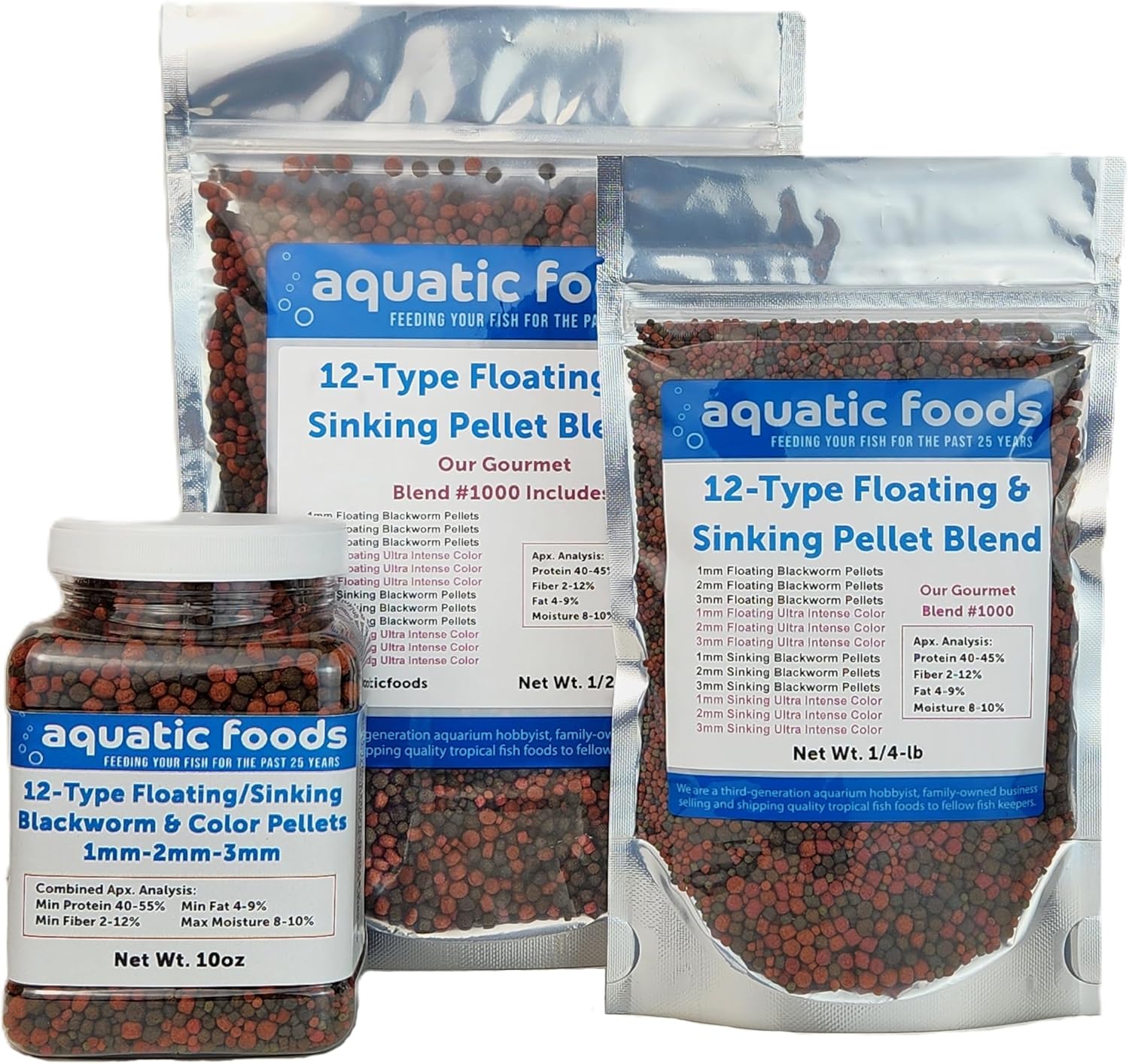 Aquatic Foods Inc. 12-Type Ultra Mix of 1mm, 2mm, 3mm Floating ...