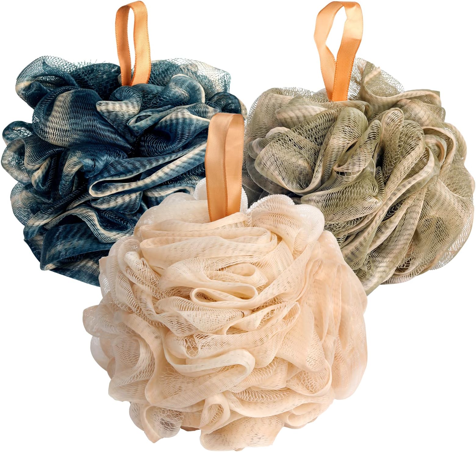 Amazon.com: Shower Puff 4 Pack Black Bath Sponge Shower Loofahs Pouf ...