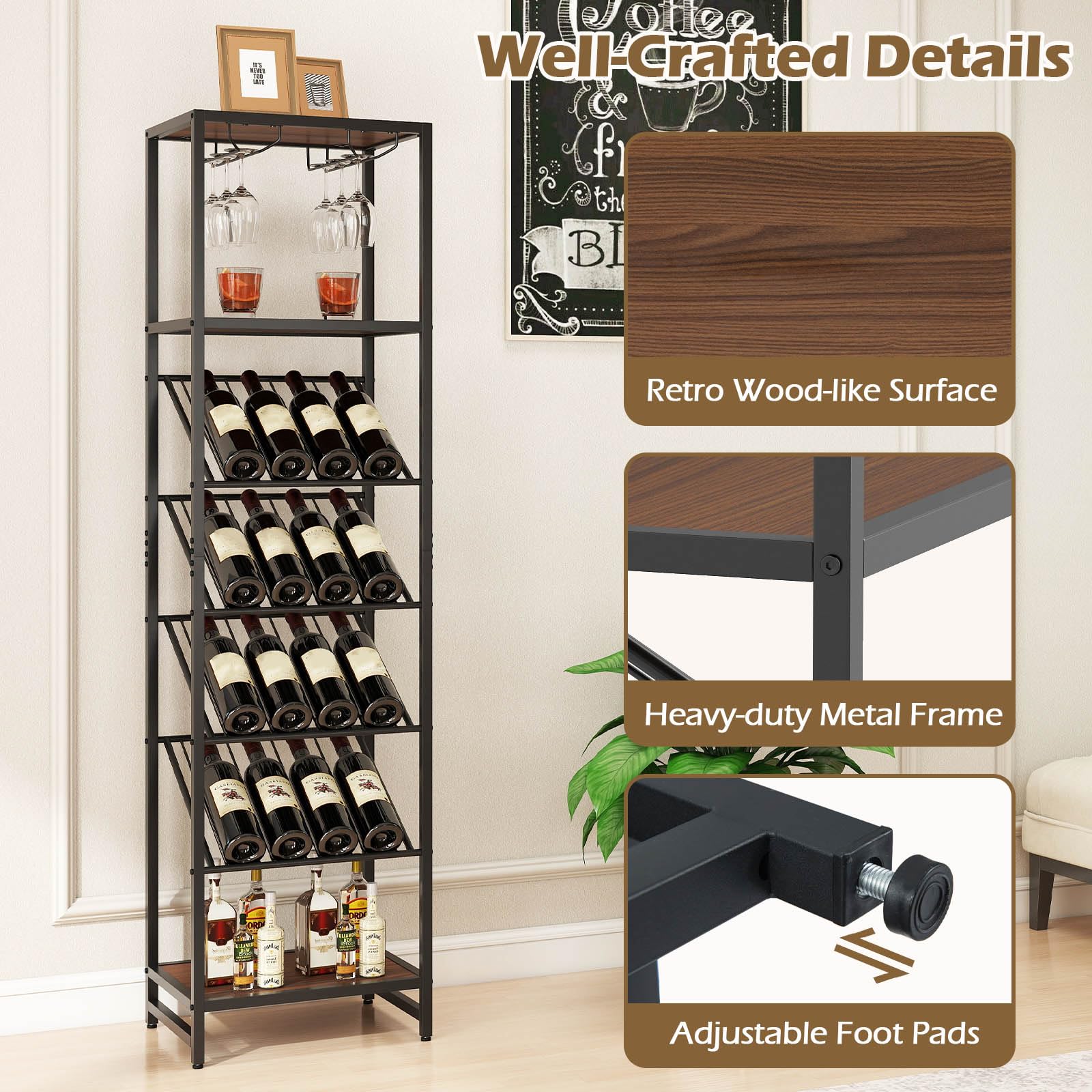 Wine Racks Free Standing HOOBRO Wine Racks, Holder Display Storage ...
