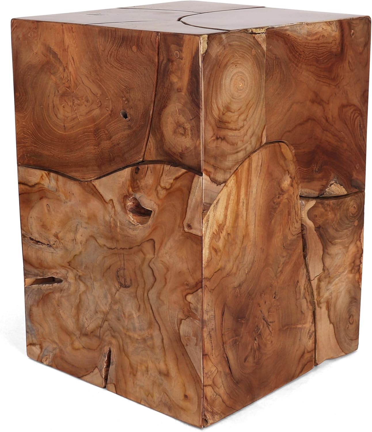 Amazon.com: Belari Teak Root Square Garden Stool - Rustic Farmhouse ...