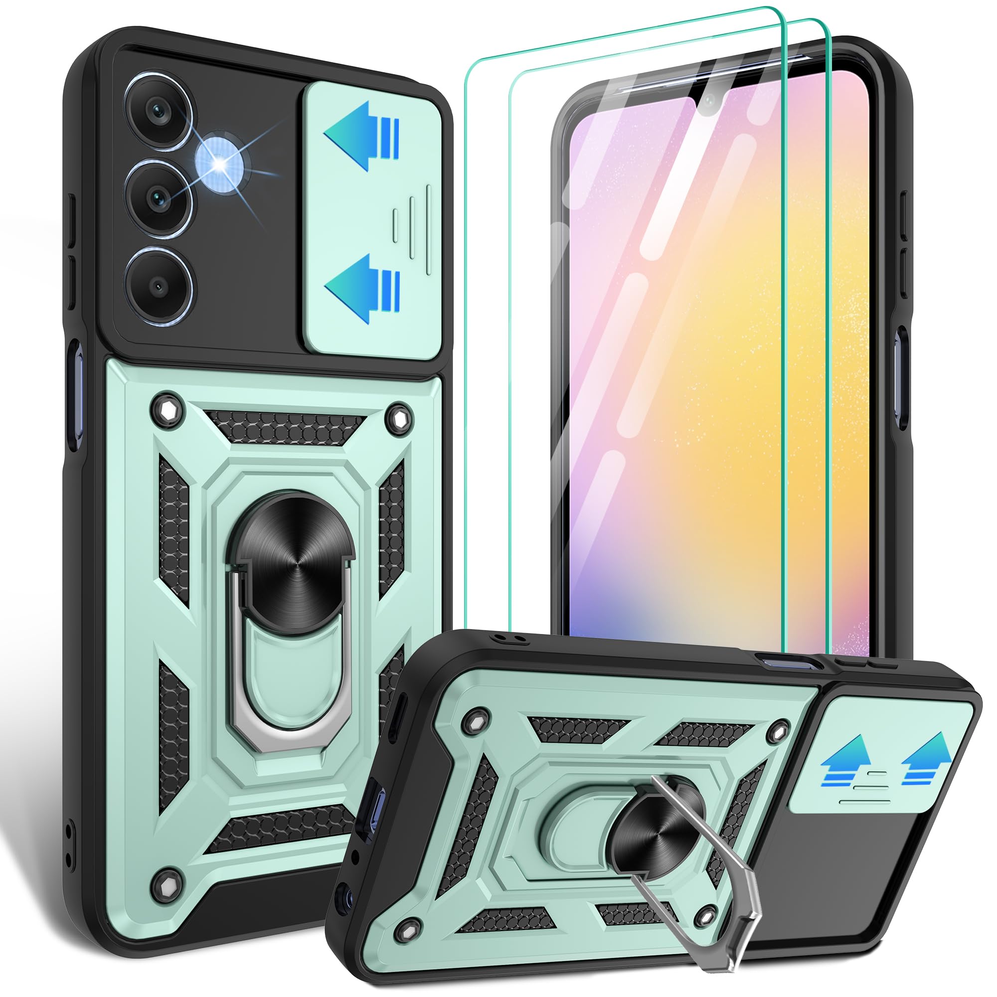 Amazon.com: for Samsung Galaxy A25 5G Phone Case with Screen Protector*2 with Slide Camera Cover ...