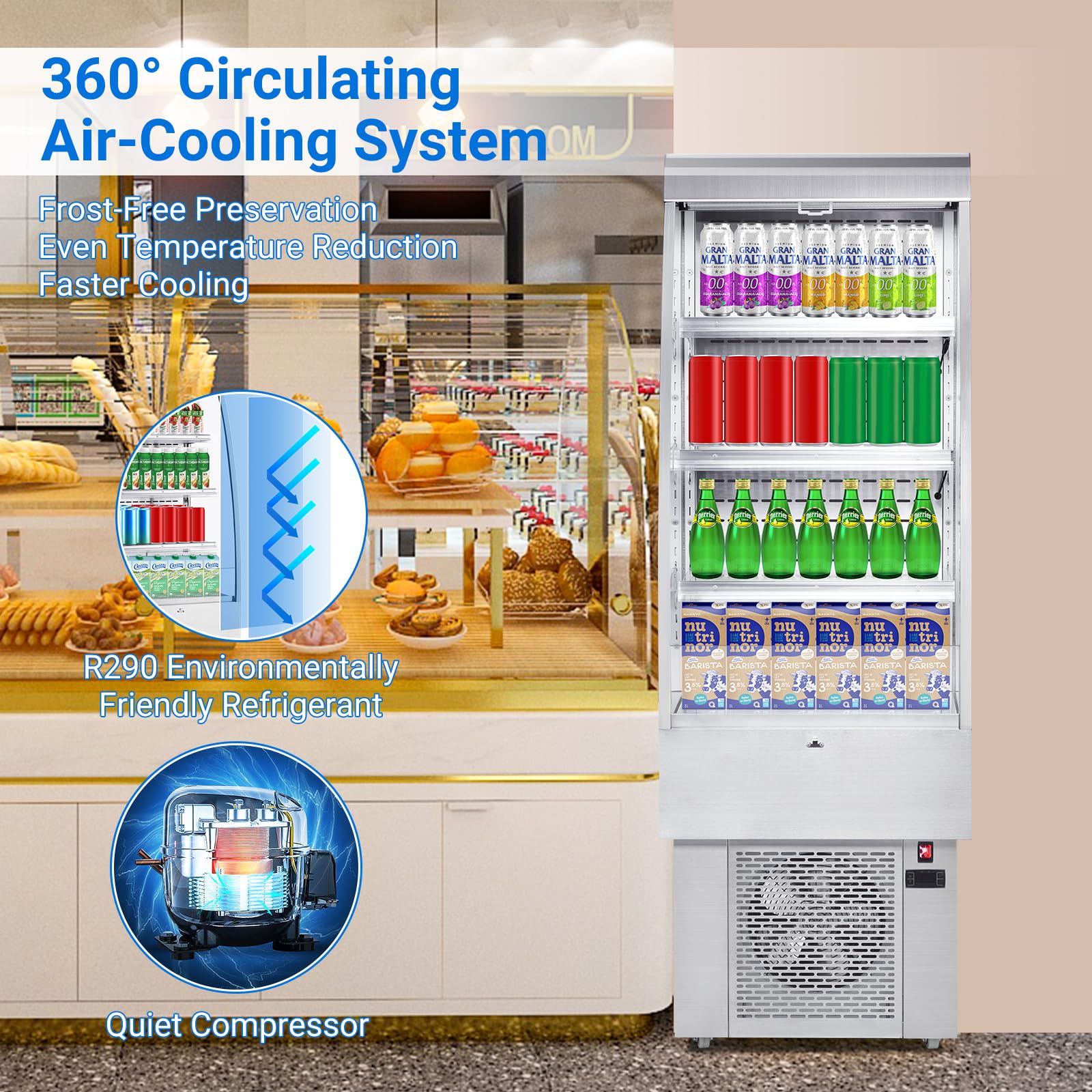 Commercial Display Cooler 8.8 Cu Ft Commercial Beverage Refrigerator ...