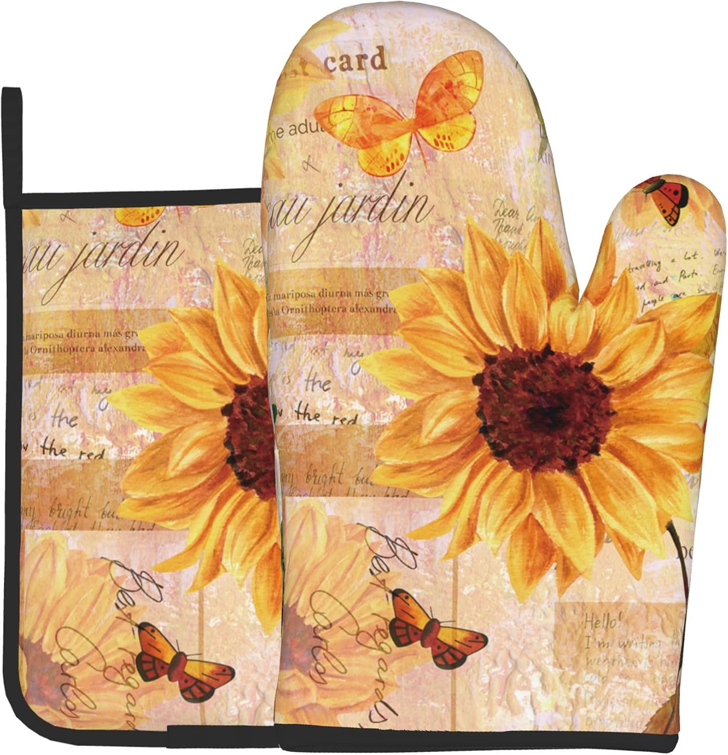 Amazon.com: Vintage Sunflower Retro Oven Mitts Pot Holders Set of 2 ...