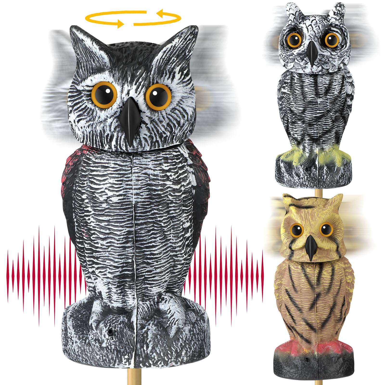 Amazon.com : Qualirey 3 Pcs Fake Owl Decoy to Scare Birds Away Plastic ...