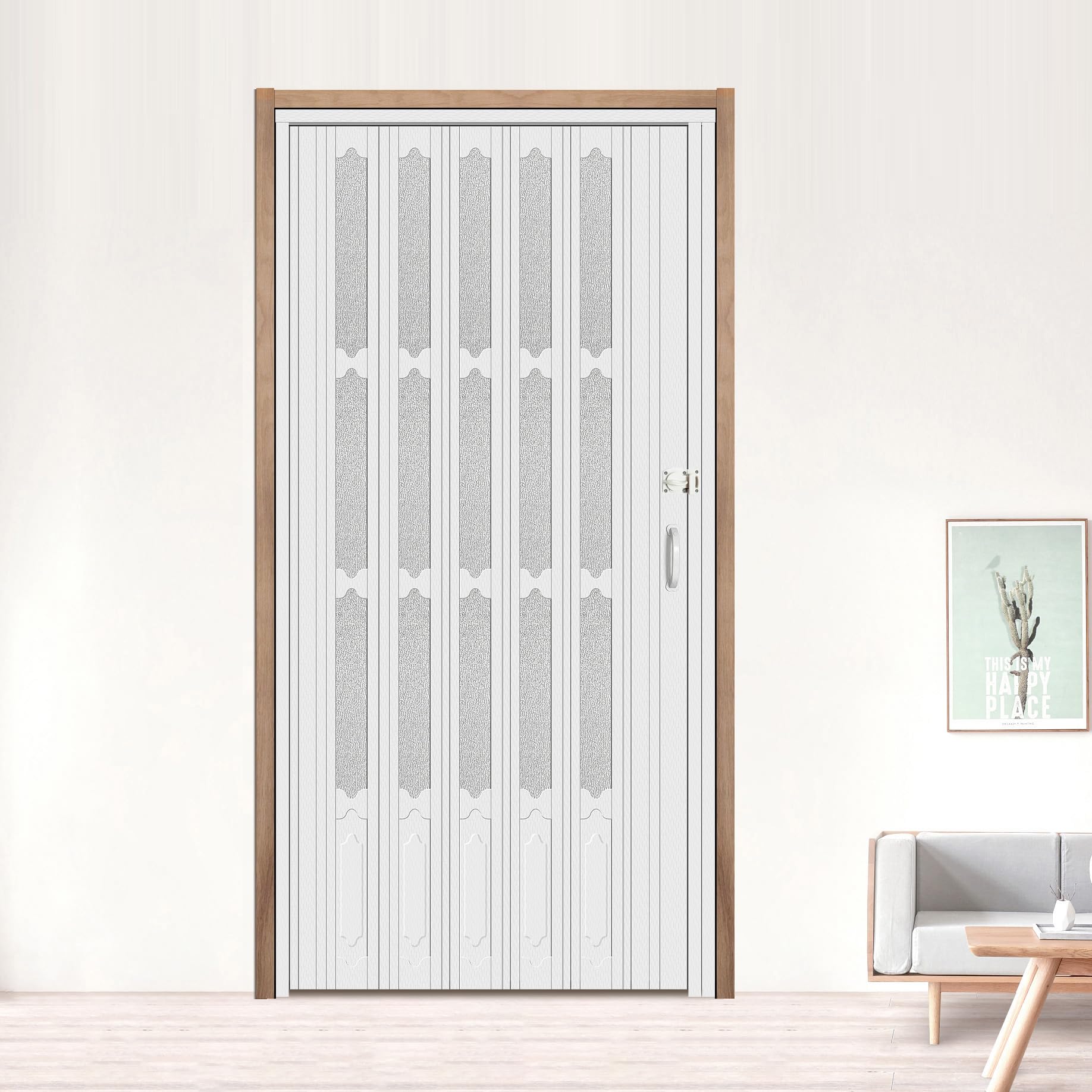 DIYHD 42X80in Accordion Interior Door with Frosted Acrylic Glass ...