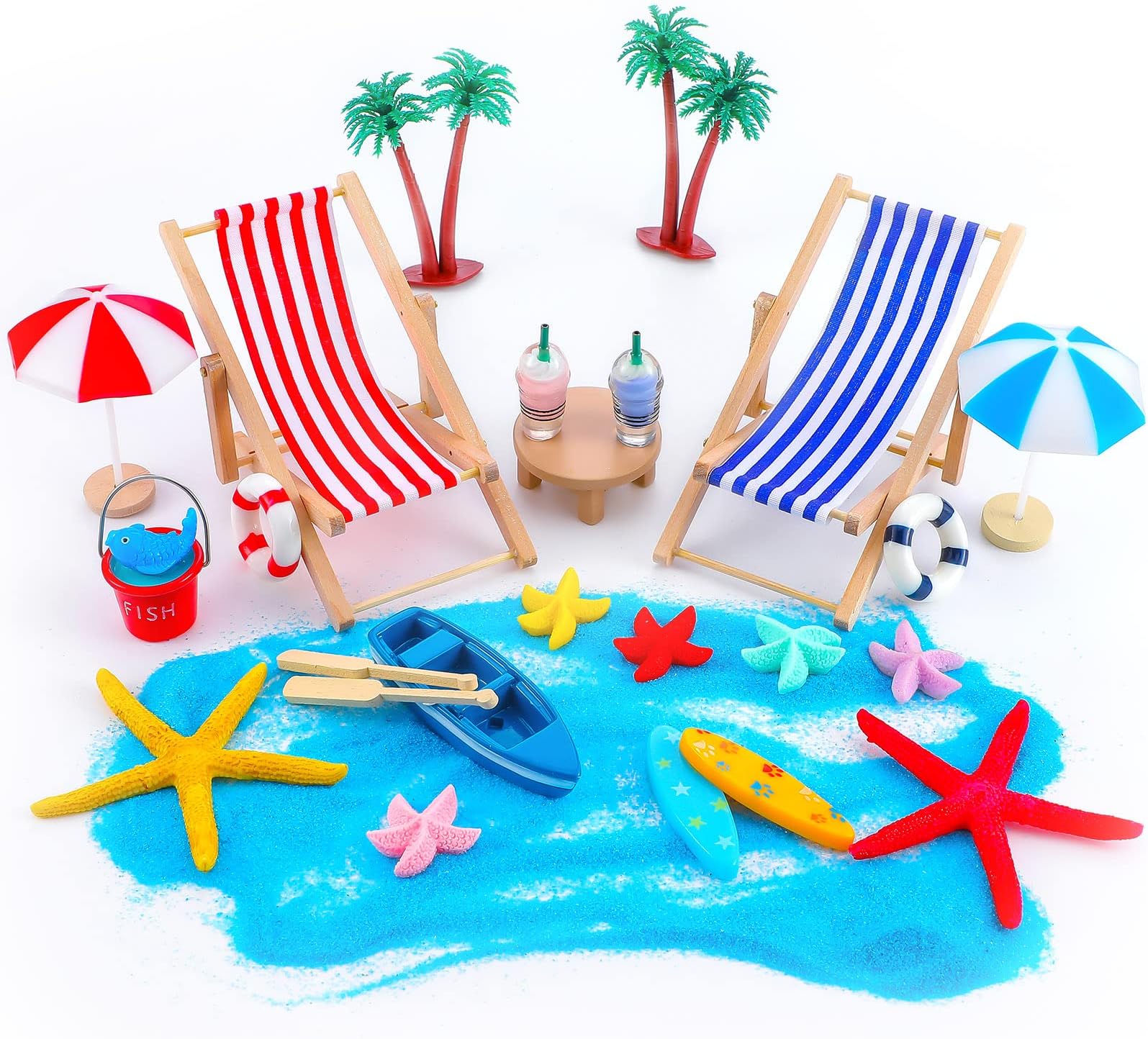 Amazon.com: 4 Pack Wooden Handmade Mini Chair Ornament Beach Decor ...
