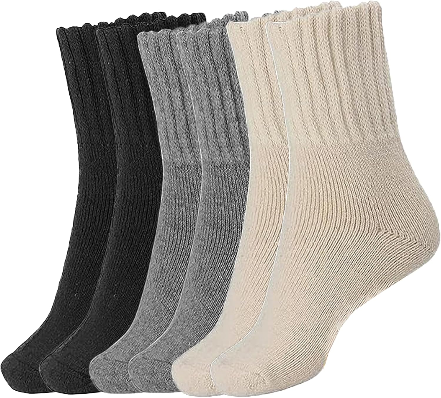 HIHIDAY 3 pcs Wool Socks for Women, Winter Thermal Socks, Super Thick ...