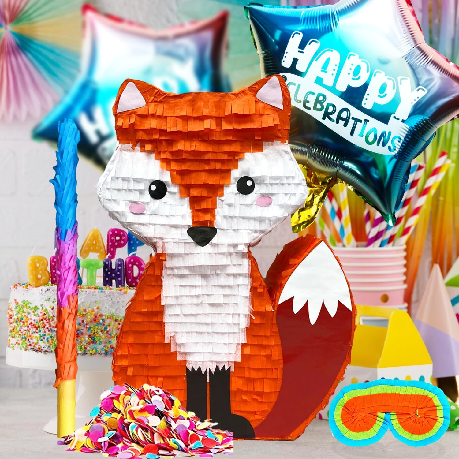 Amazon.com: Fox Birthday Pinatas, Woodland Fox Animal Theme Pinatas for ...