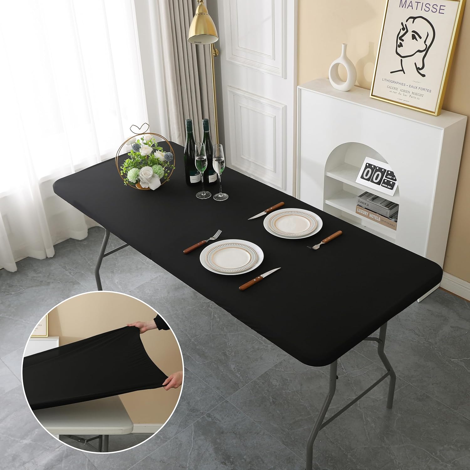 Amazon.com: TC LUDUAN Stretch Fitted Table Top Cover - Elastic Spandex ...