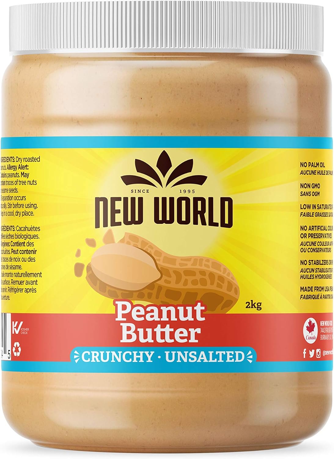New World Foods Peanut Butter, Unsalted Crunchy, 2 kg : Amazon.ca ...