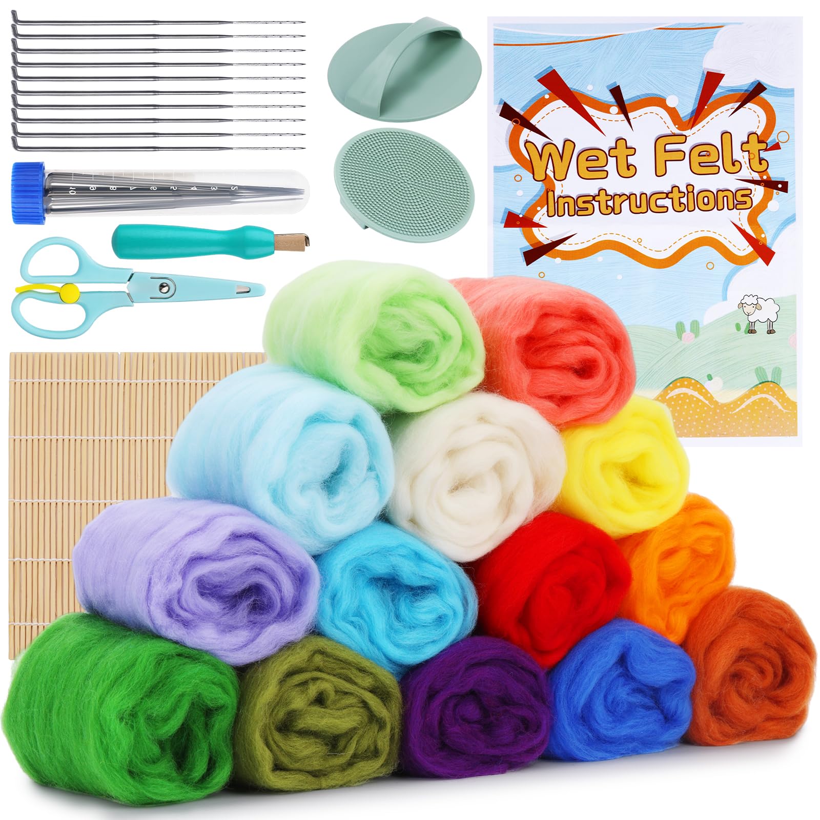 Amazon.com: Needle Felting Kit,Felting Kits,Wet Felting kit Wool Roving ...
