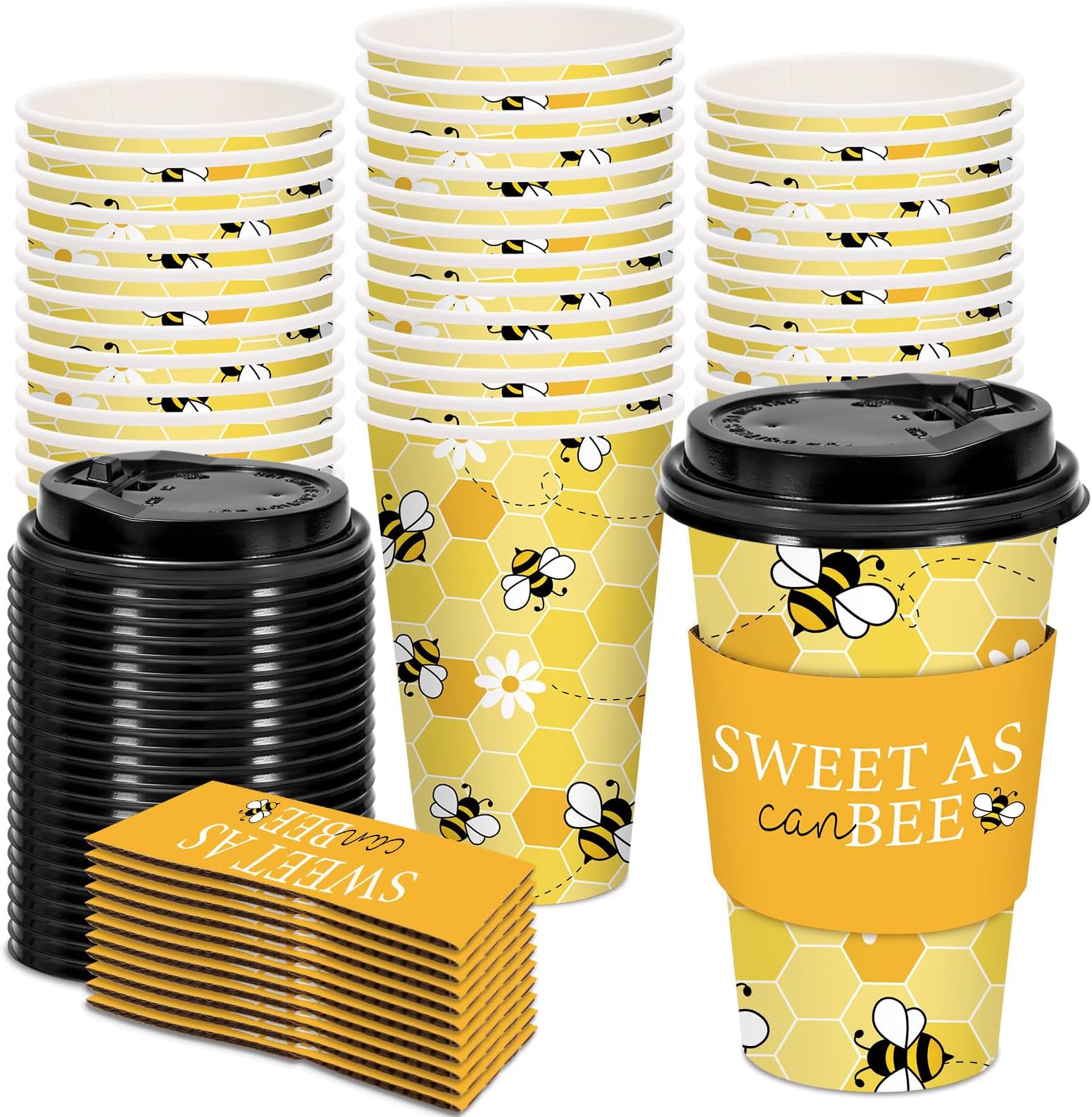 Amazon.com: Sliner 120 Pcs Bee Party Disposable Cups 12 oz Plastic ...