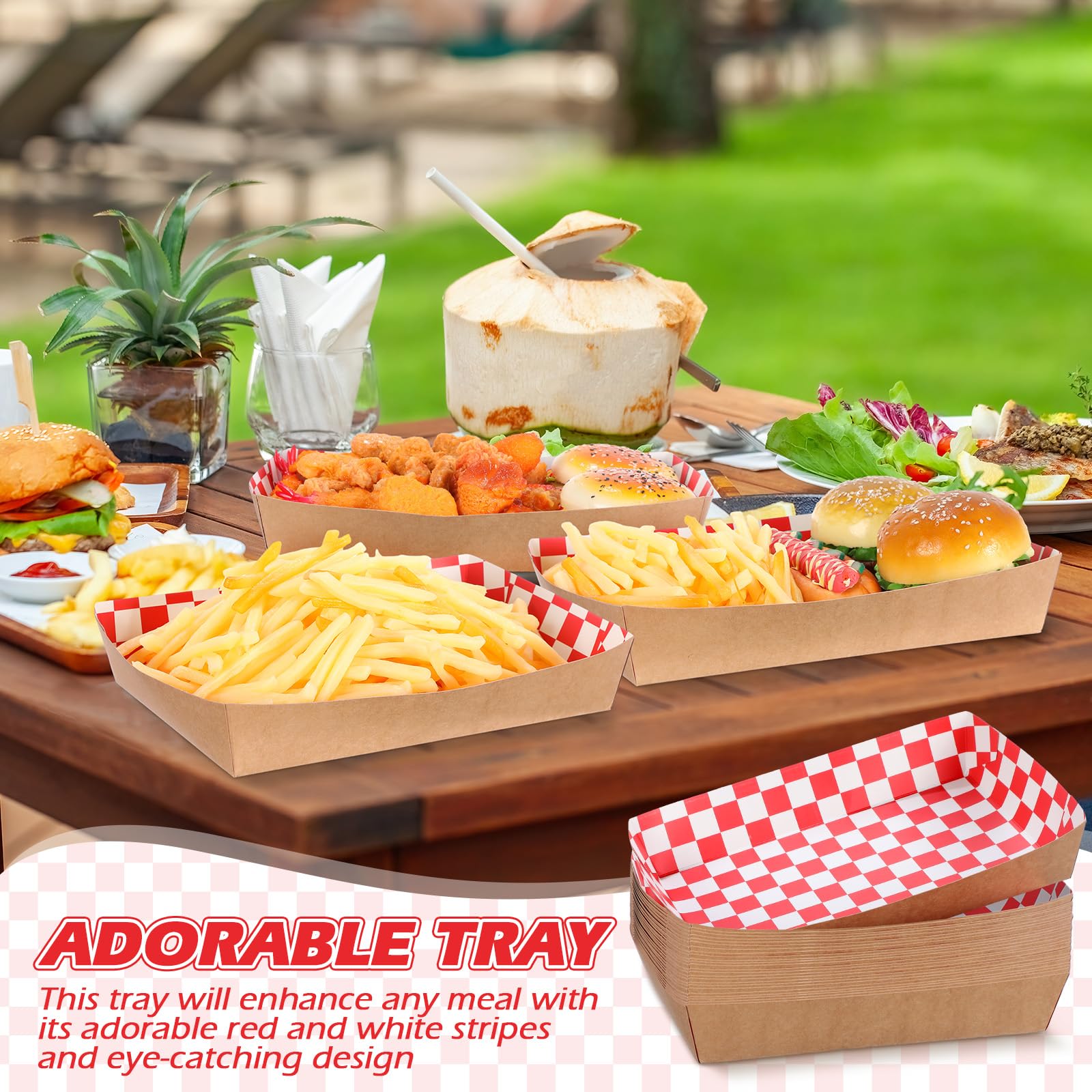 Snapklik.com : Disposable Red White Checkerboard Paper Food Trays 5 Lb ...