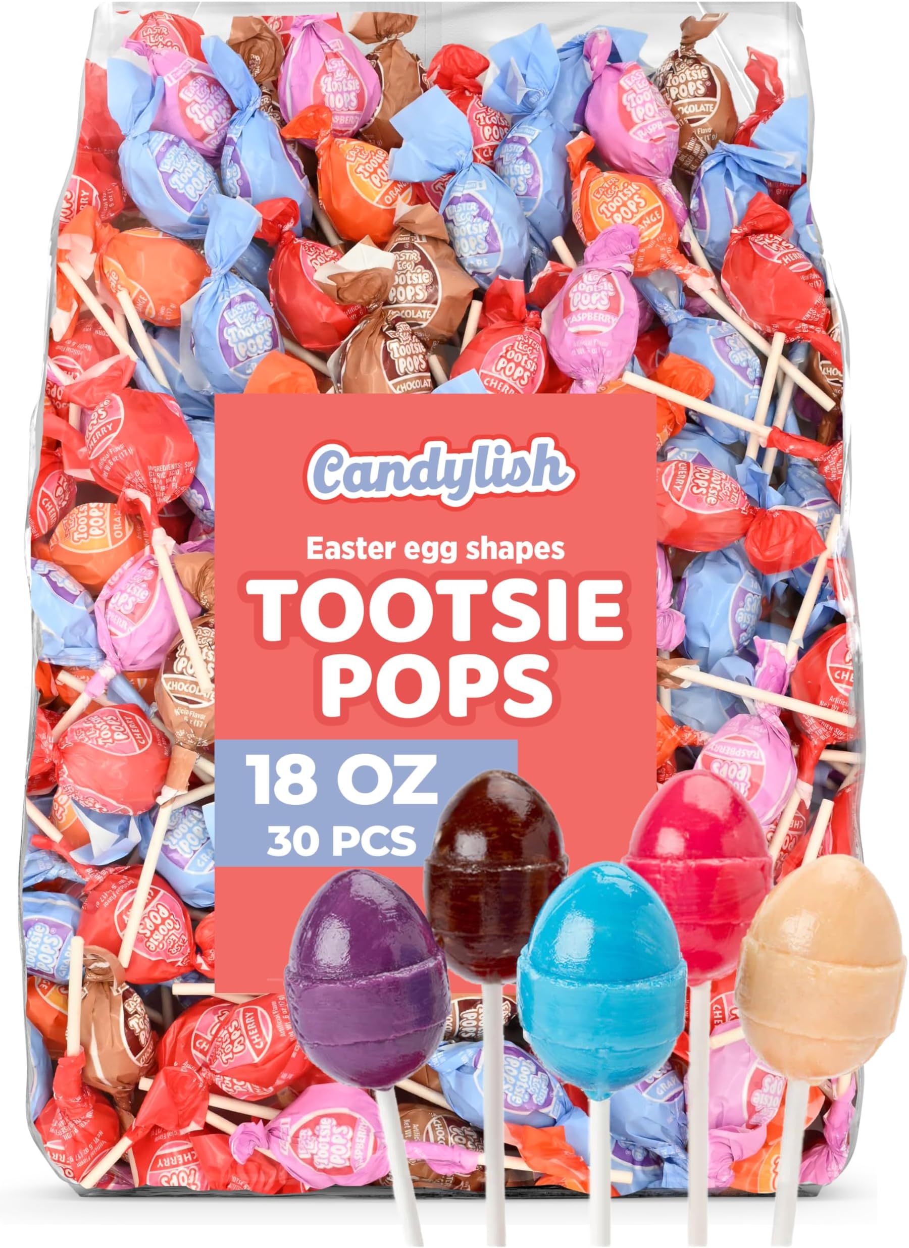 Amazon.com : Easter Eggs Tootsie Pops 18oz - 30 ct - Assorted Flavors ...