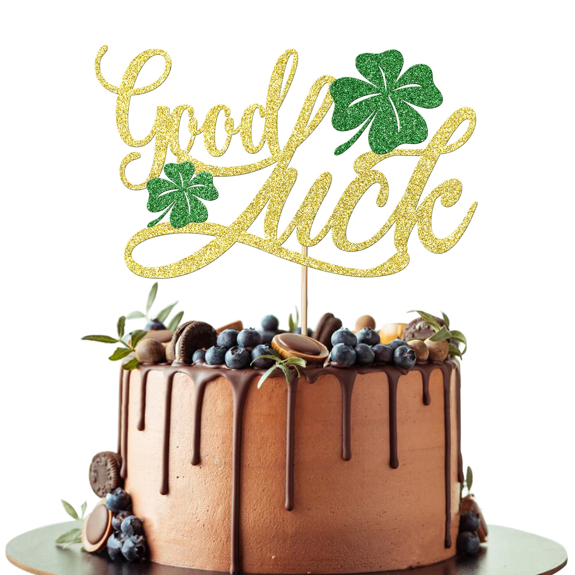 Good Luck Cake Topper, Green Glitter Four Clover Cake Topper, Irish ...