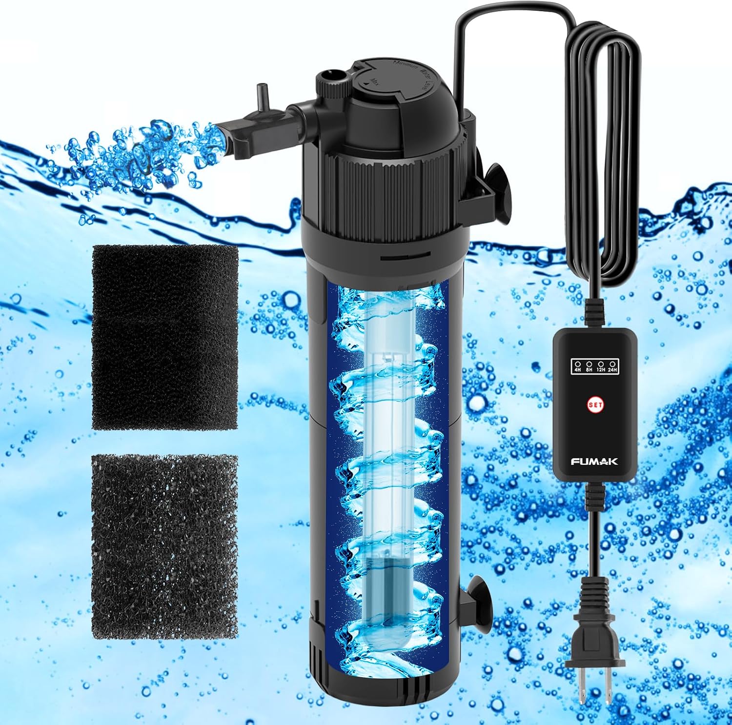 Amazon.com: FUMAK Filtro de acuario U - V para agua verde, bomba de ...