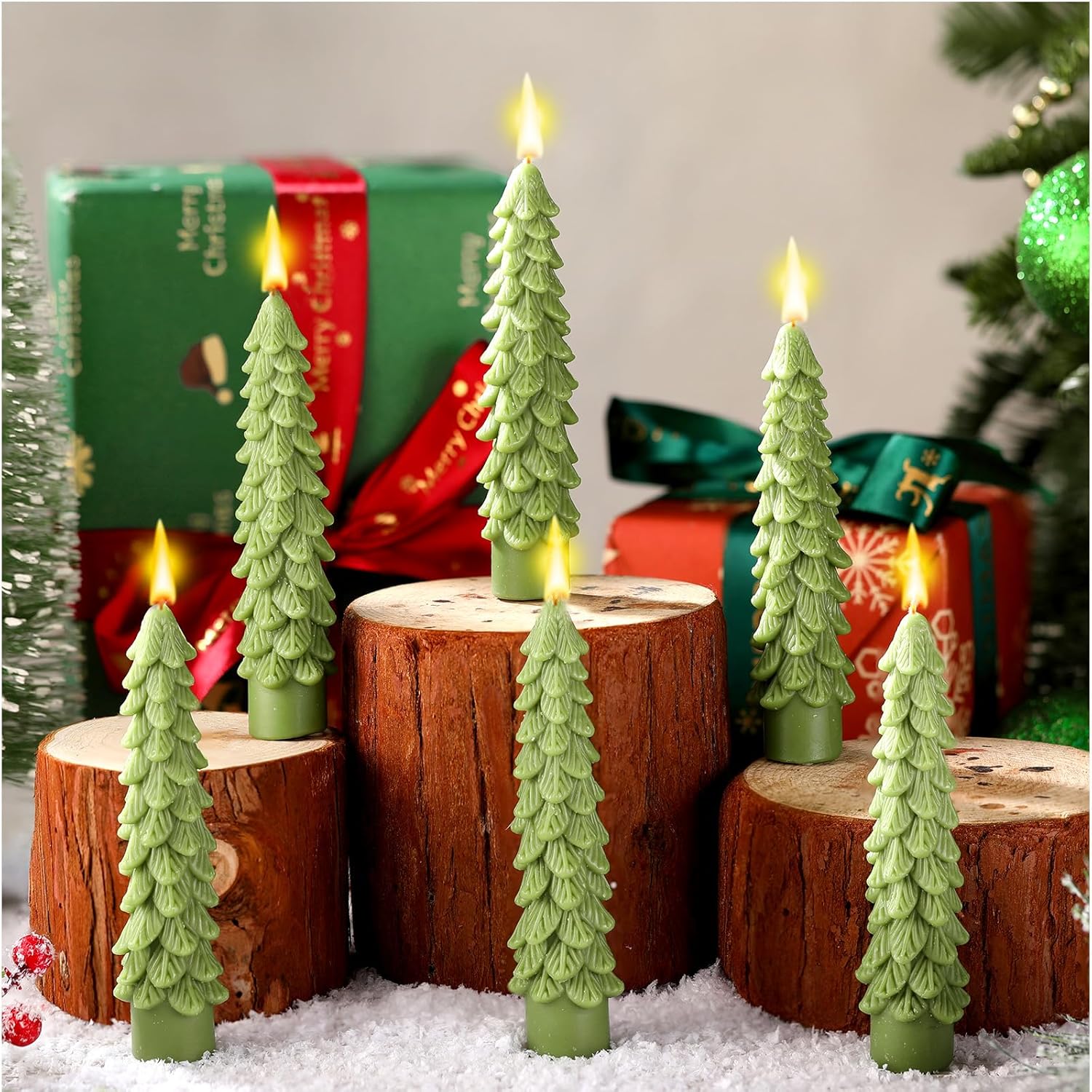 Amazon.com: Conelist 6 Pcs Christmas Tree Candles Christmas Tree Shaped ...