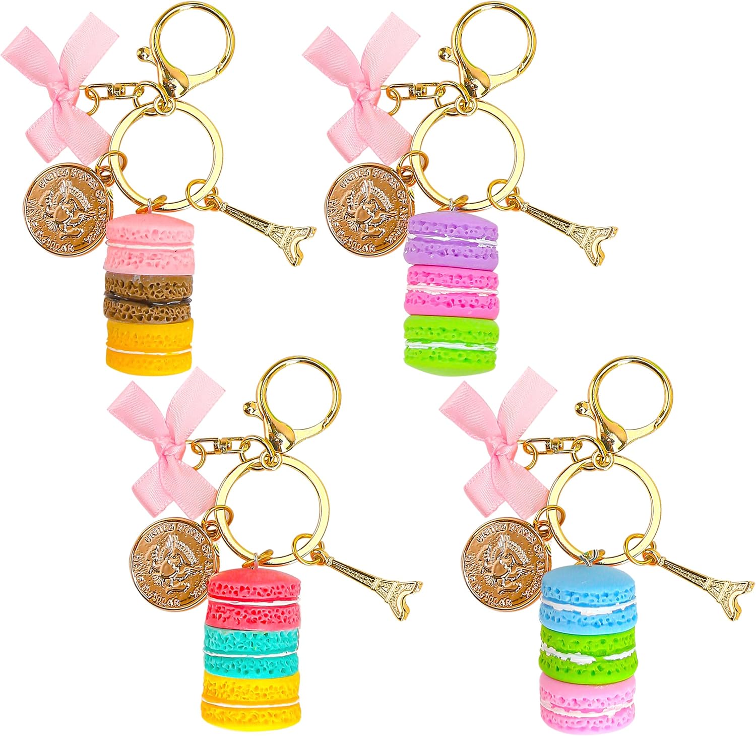 Amazon.com: 4Pcs Macaron Cake Paris Keychain Souvenirs from France ...