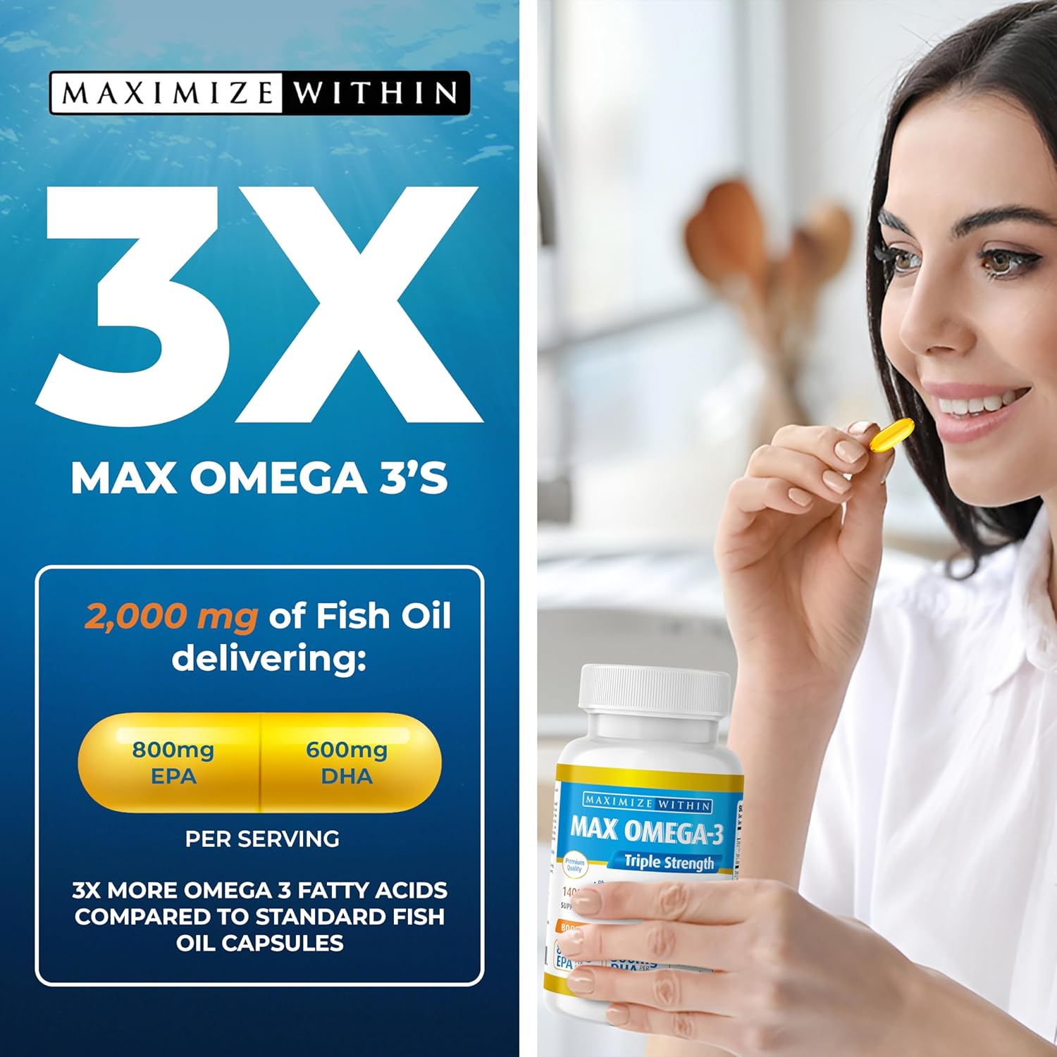 Maximum Slim Max Cápsulas de Óleo de Peixe Omega 3 – Suplemento de Óleo ...