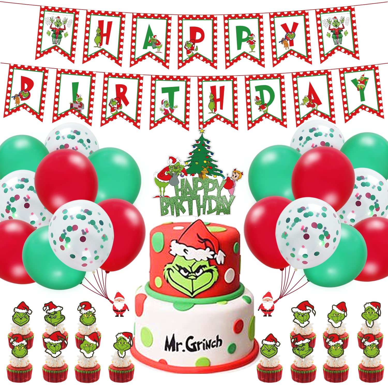 Buy Happy birthday Grinches theme Grinch Birthday Party Decorations ...