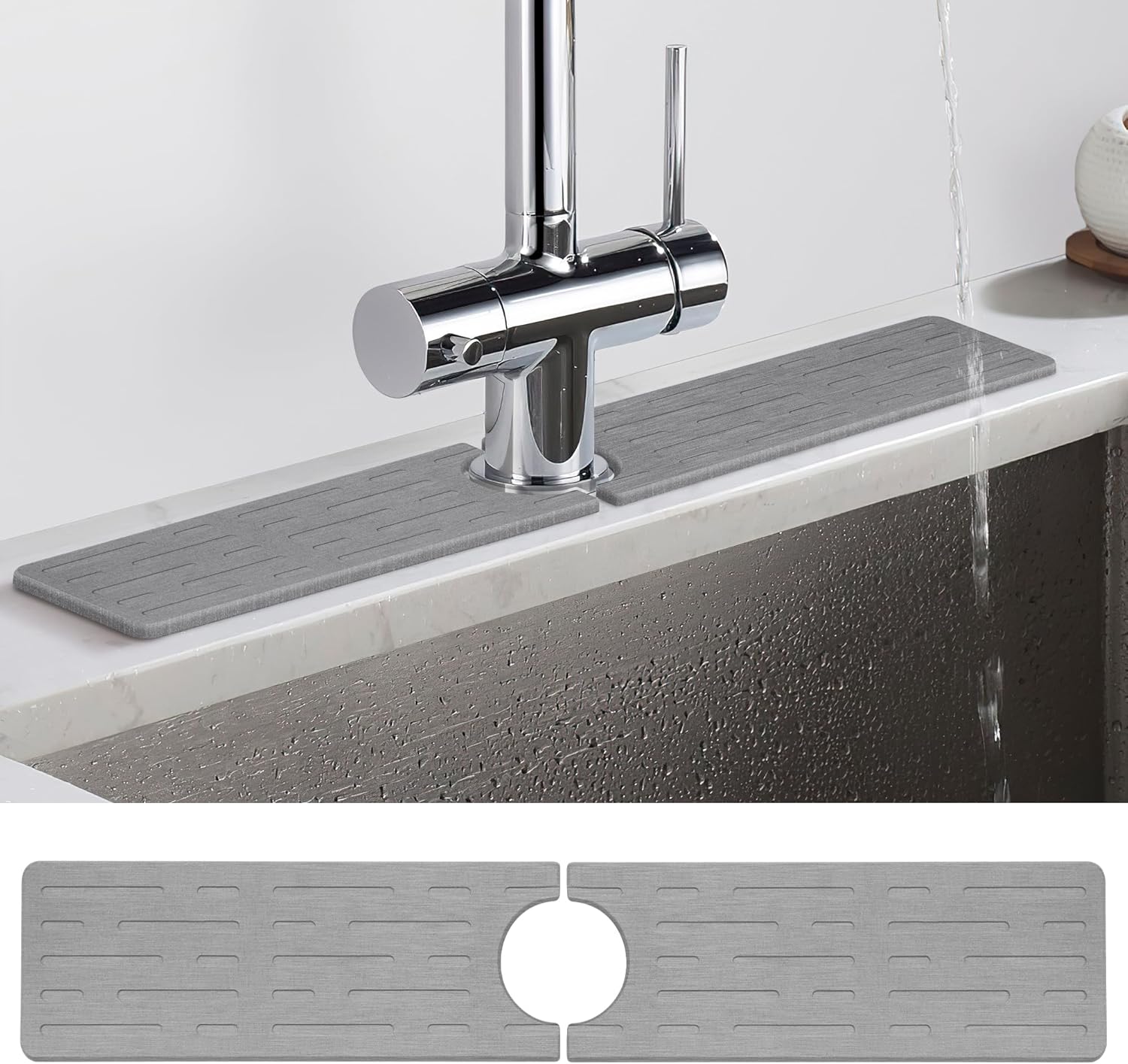 Amazon.com: Yolife Stone Faucet Mat for Kitchen Sink, 23.6"x 3.9 ...