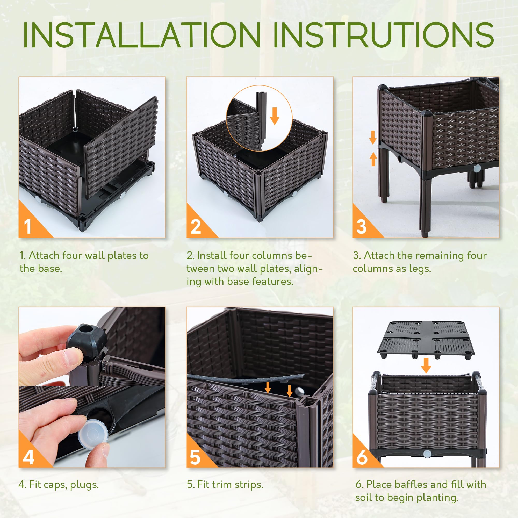 Raised Garden Bed Outdoor - 6PCS Elevated Plastic Modular Planter Box ...