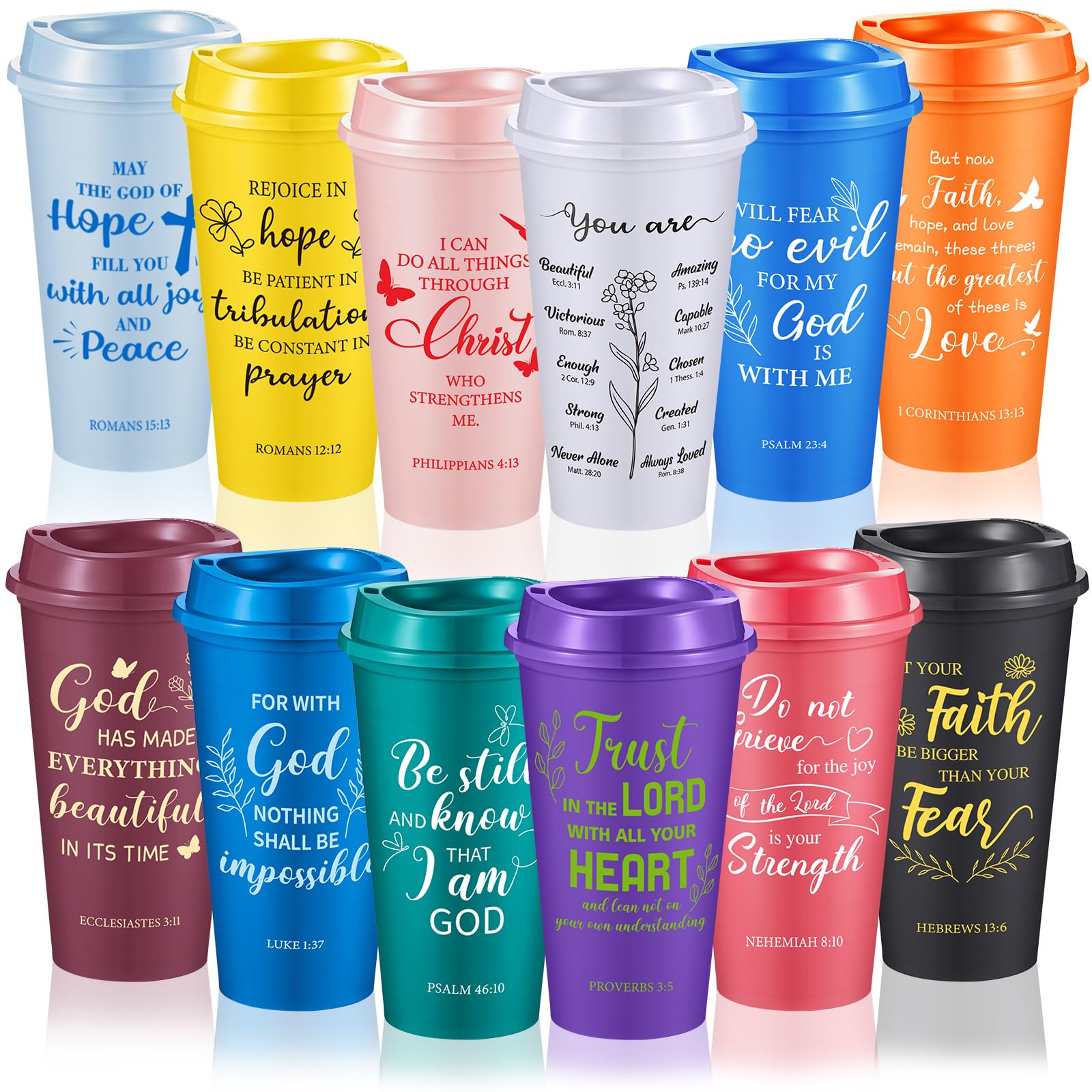 Amazon.com | FillTouch 12 Pcs Christian Coffee Cups Bible Verse Plastic ...